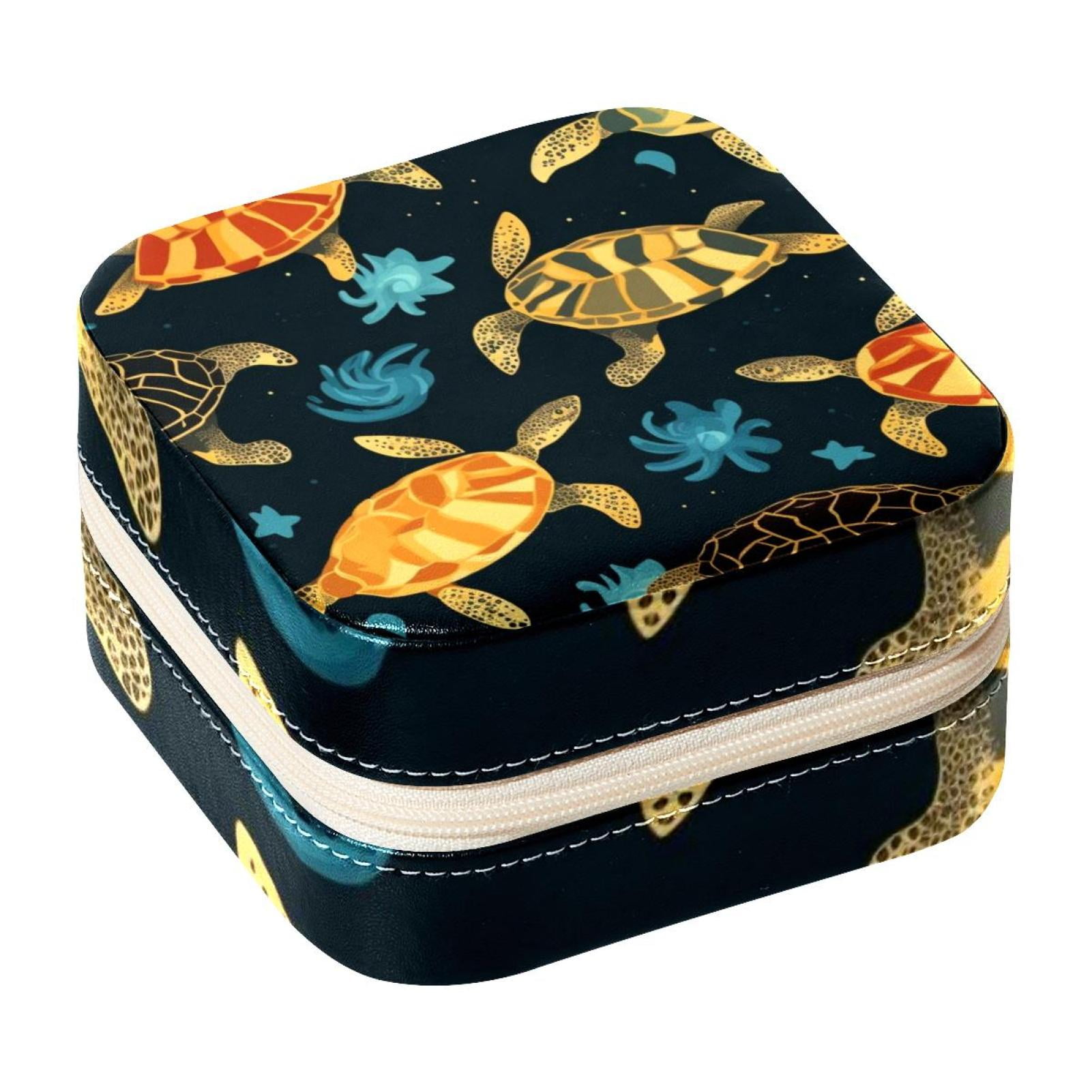 Sea Turtle Travel Portable Square Jewelry Box Earring Organizer ...