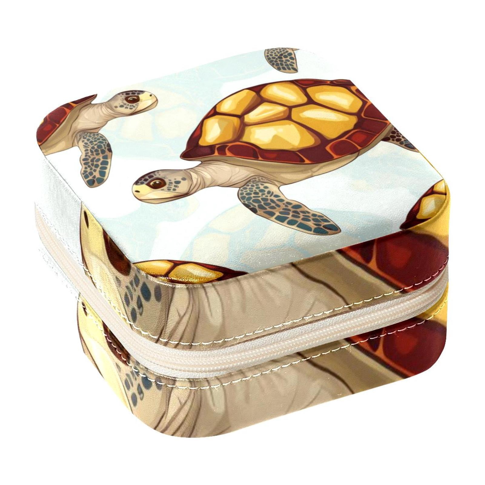 Sea Turtle Travel Portable Square Jewelry Box for Rings Earrings ...