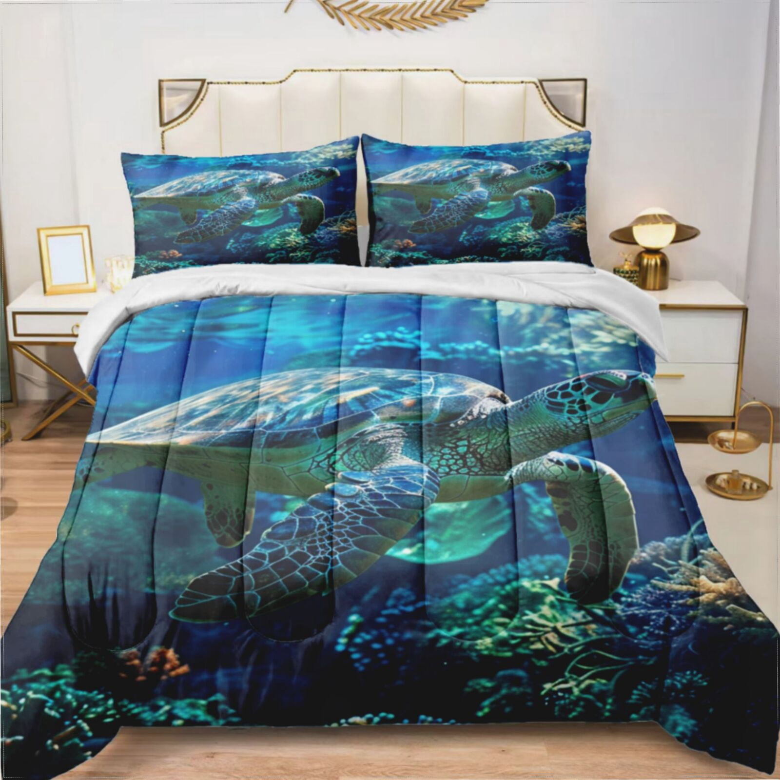 Sea Turtle Tropical Marine Plants Underwater World (6) Comforter Set ...