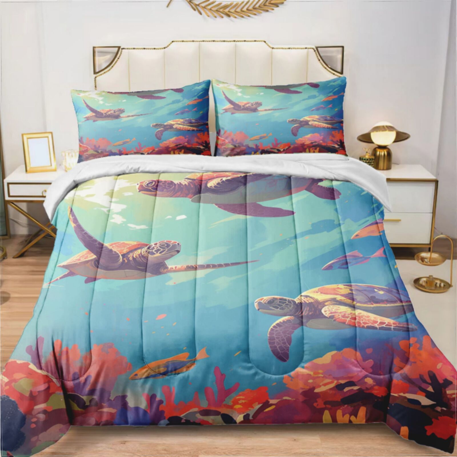Sea Turtle Tropical Marine Plants Underwater World (67) Comforter Set ...