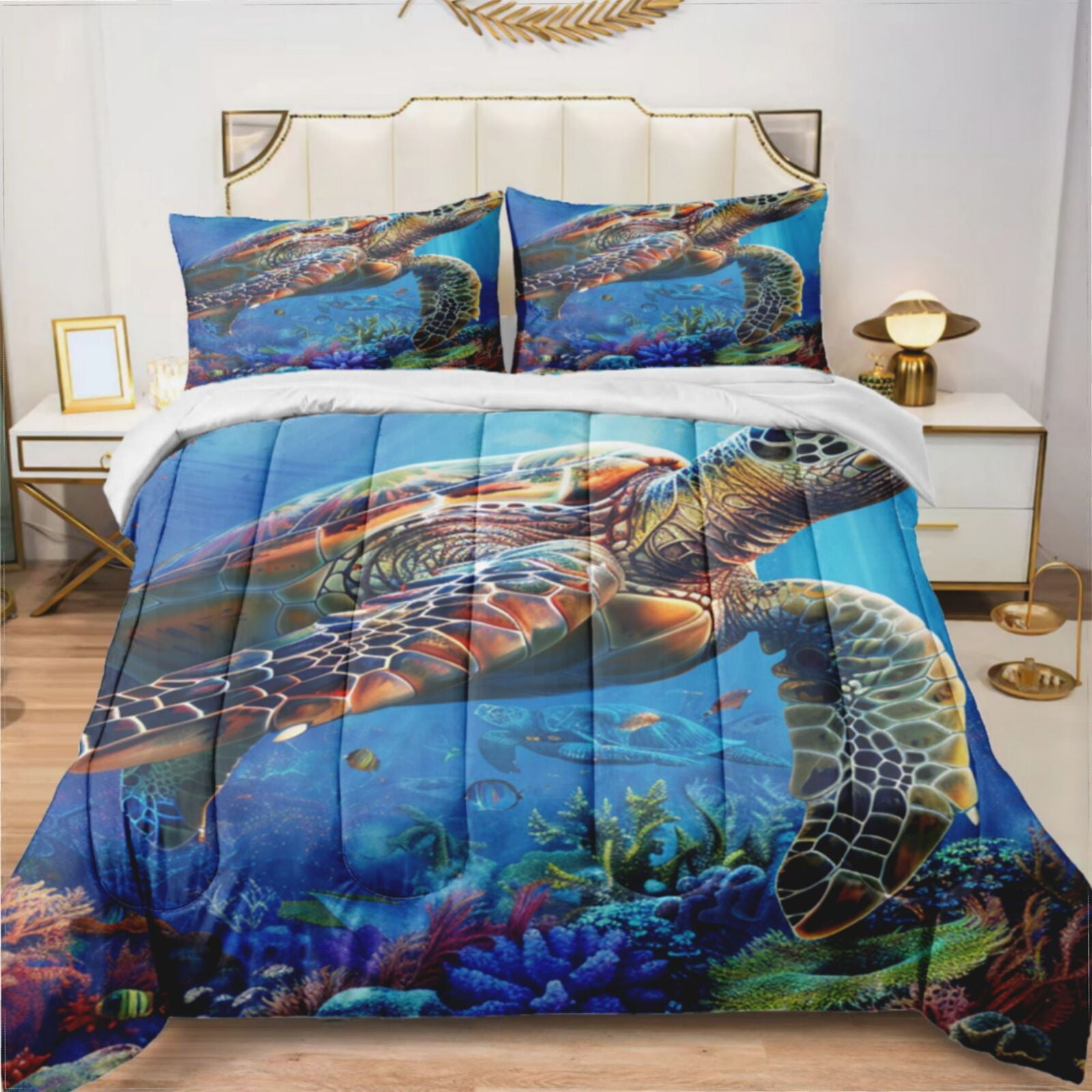 Sea Turtle Tropical Marine Plants Underwater World (76) Comforter Set ...