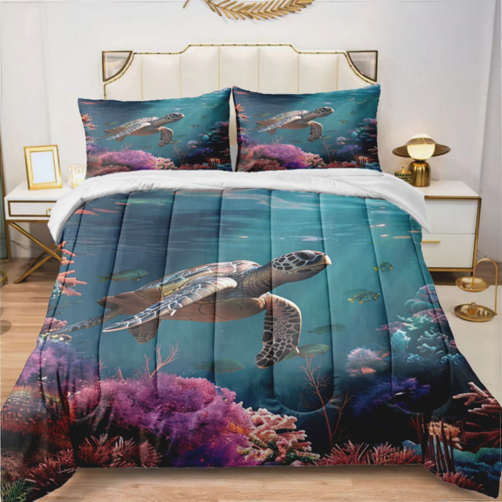 Sea Turtle Tropical Marine Plants Underwater World (98) Comforter Set ...
