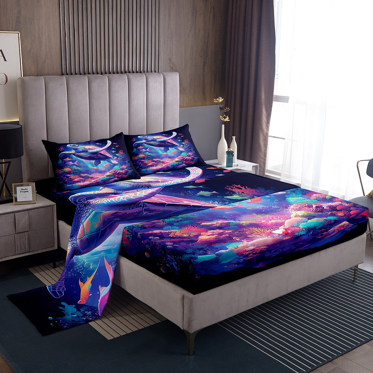 Sea Turtle Twin Bed Sheets Set,Sea Animal Ocean Life Bedding Set for ...