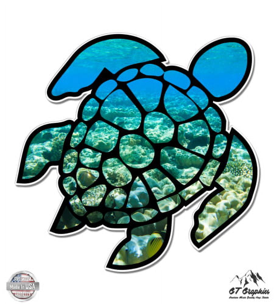 Sea Turtle Underwater Coral Reef - 12" Vinyl Sticker Waterproof Decal ...