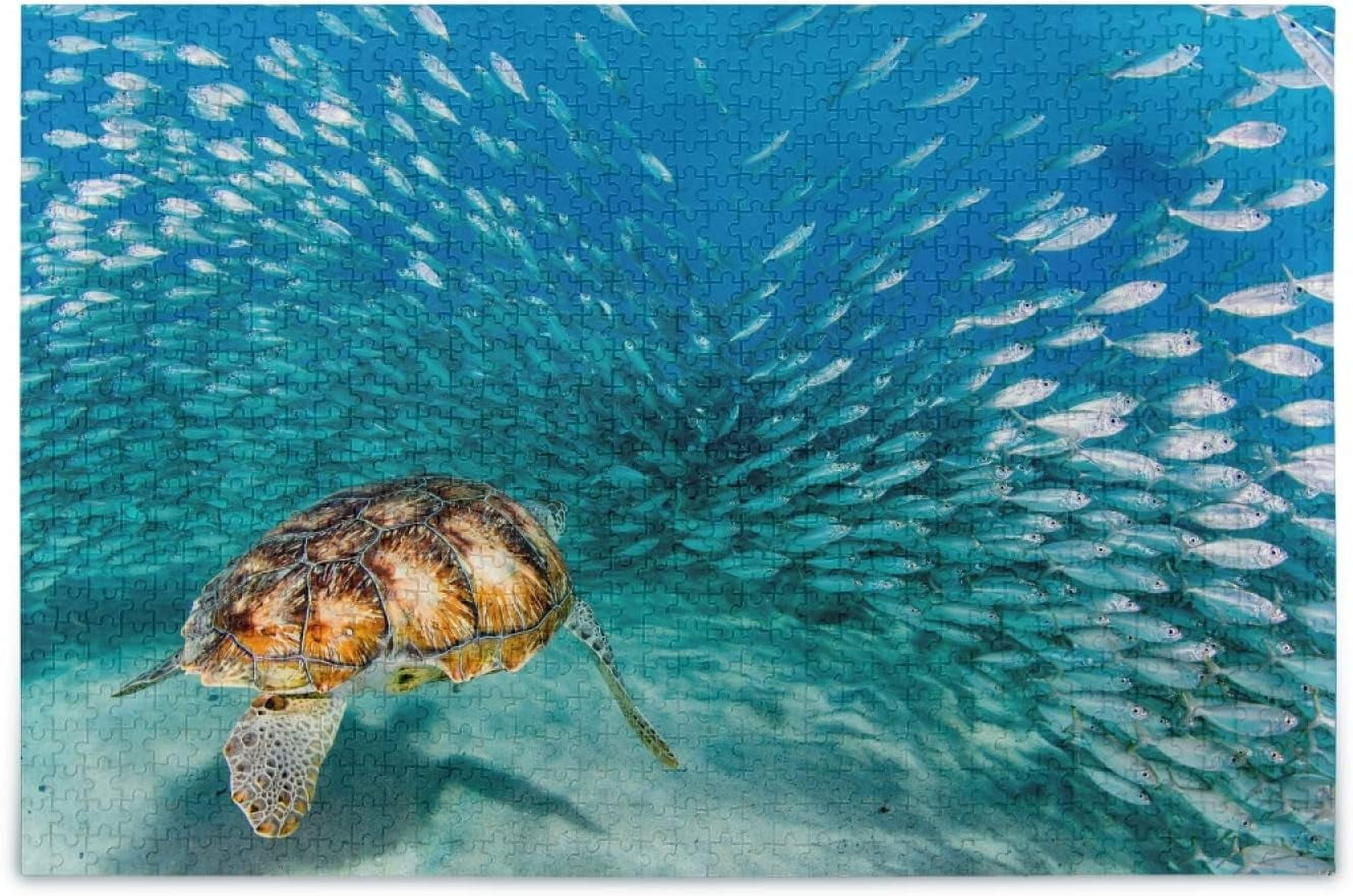 Sea Turtle Underwater Jigsaw Puzzle 500 Pieces Ocean Fish Shoal Wall ...