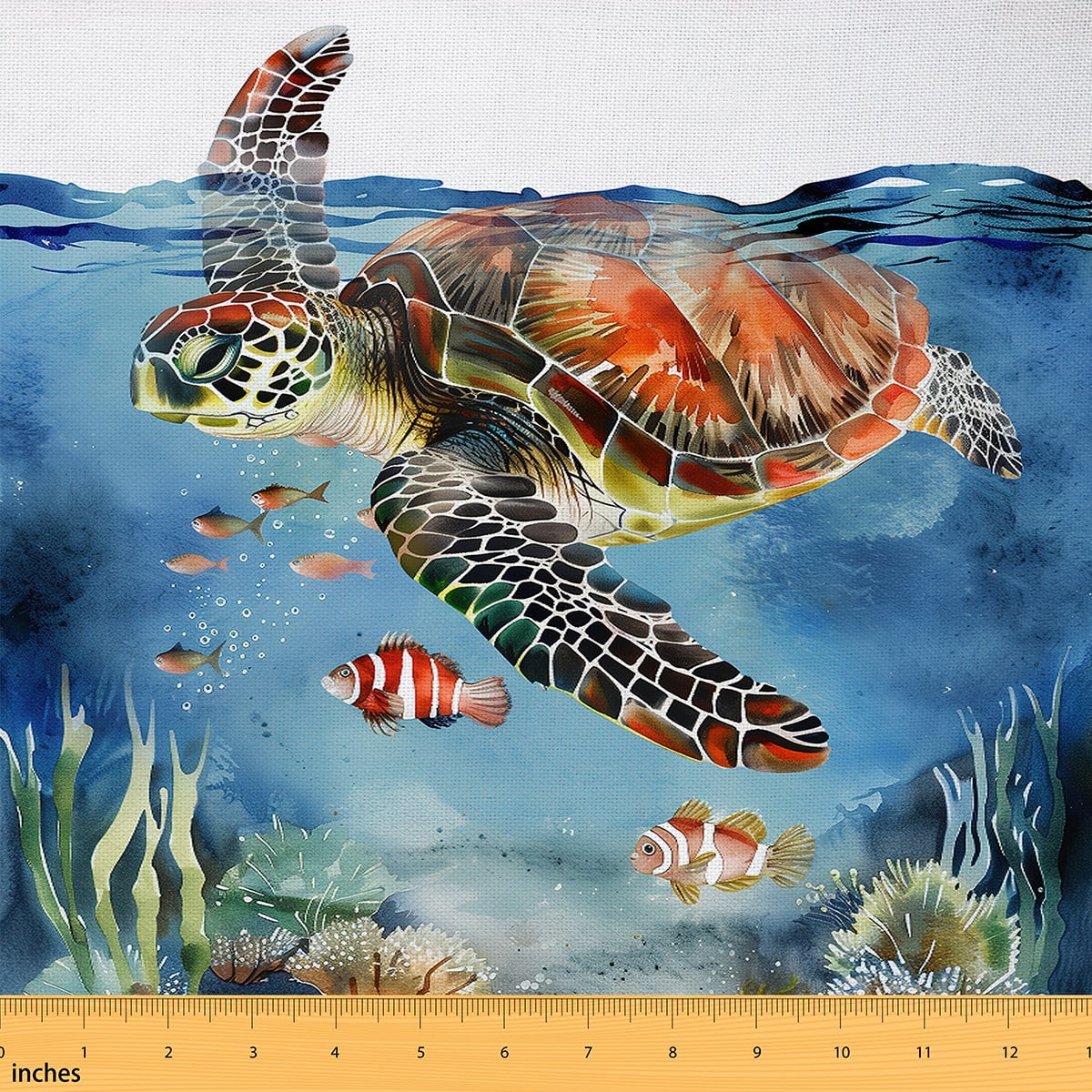 Sea Turtle Upholstery Fabric For Kids Boys Girls Retro Tortoise Fabric ...