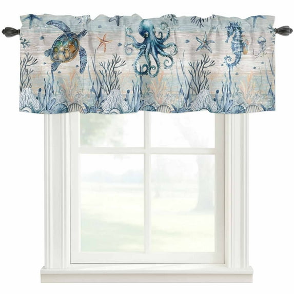 Sea Turtle Valances for Windows Marine Life Corals Shell Starfish ...