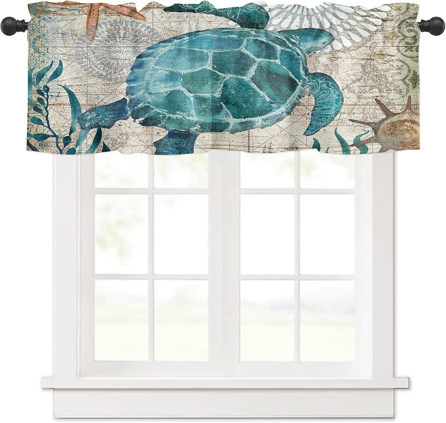 Sea Turtle Valances for Windows Underwater Ocean Animals Landscape Sea ...