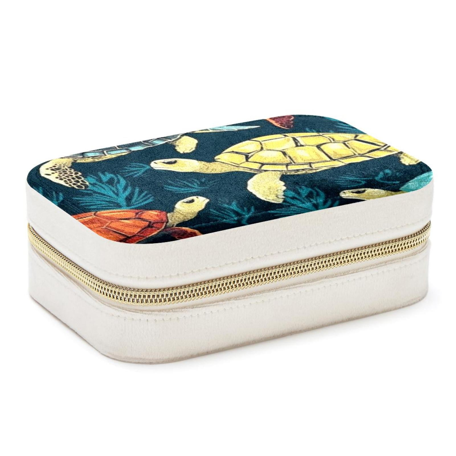 Sea Turtle Velvet Necklace Holder: Portable Travel Organizer Box with ...
