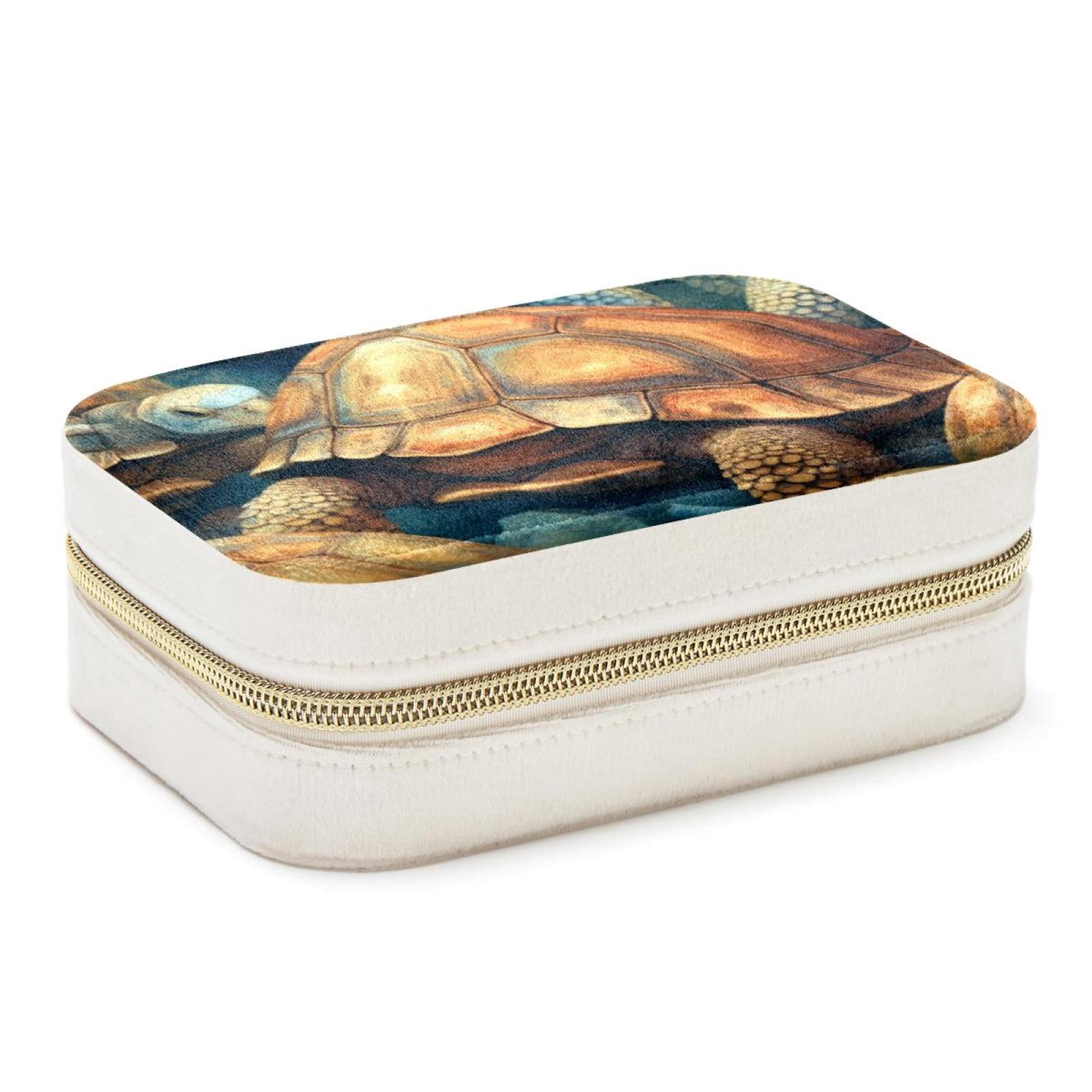 Sea Turtle Velvet Portable Jewelry Box with Removable Compartment ...