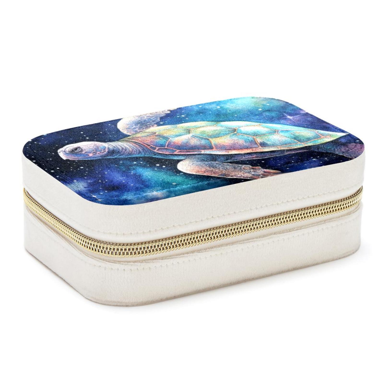 Sea Turtle Velvet Portable Jewelry Box with Removable Compartment ...
