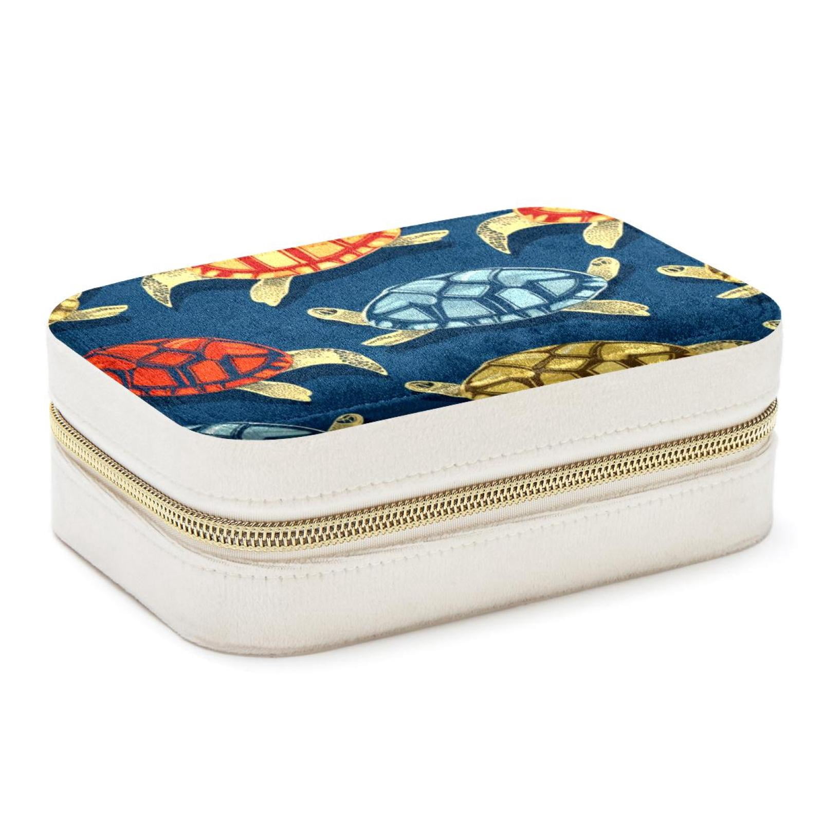 Sea Turtle Velvet Portable Jewelry Box with Removable Compartment ...