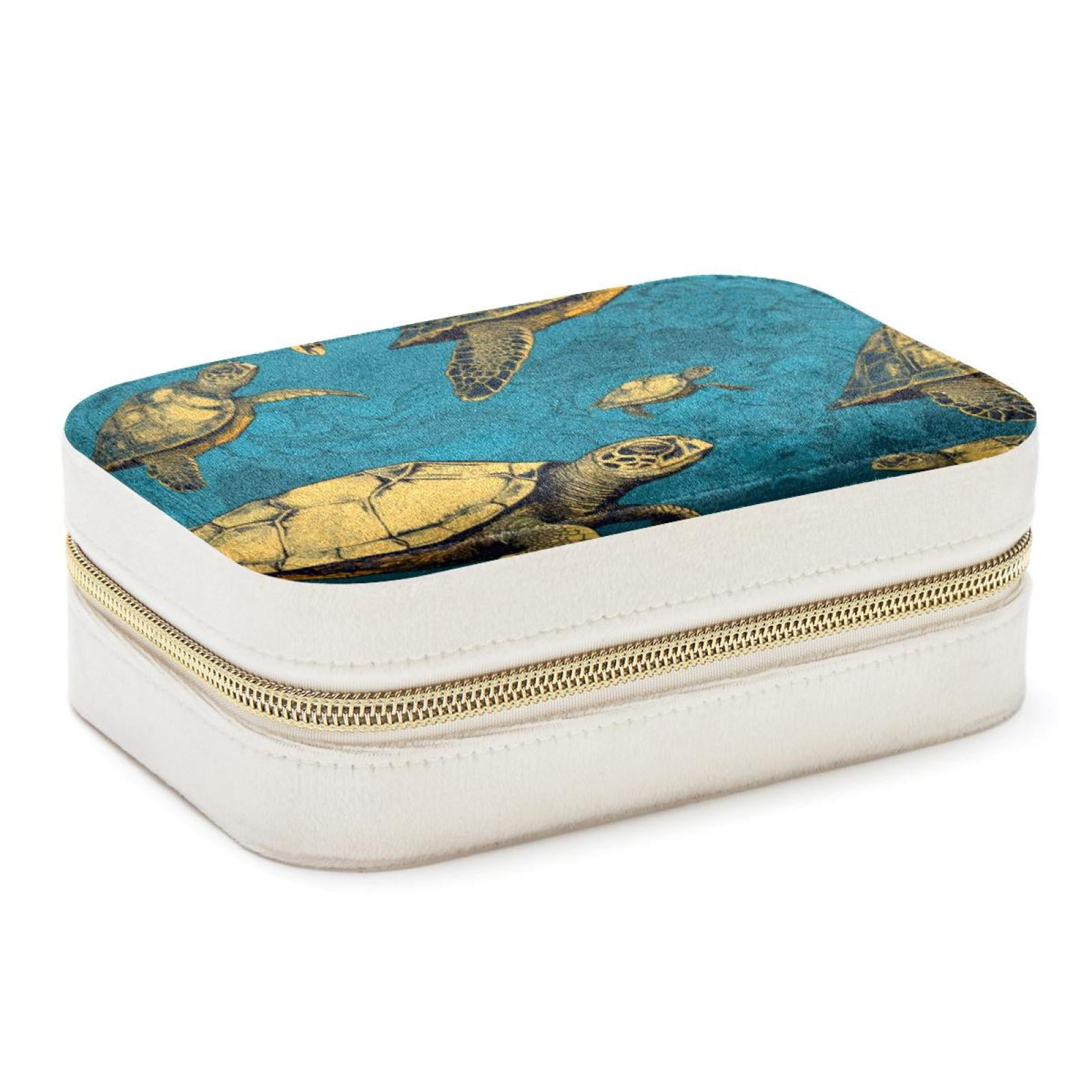 Sea Turtle Velvet Portable Travel Organizer Box with Removable ...
