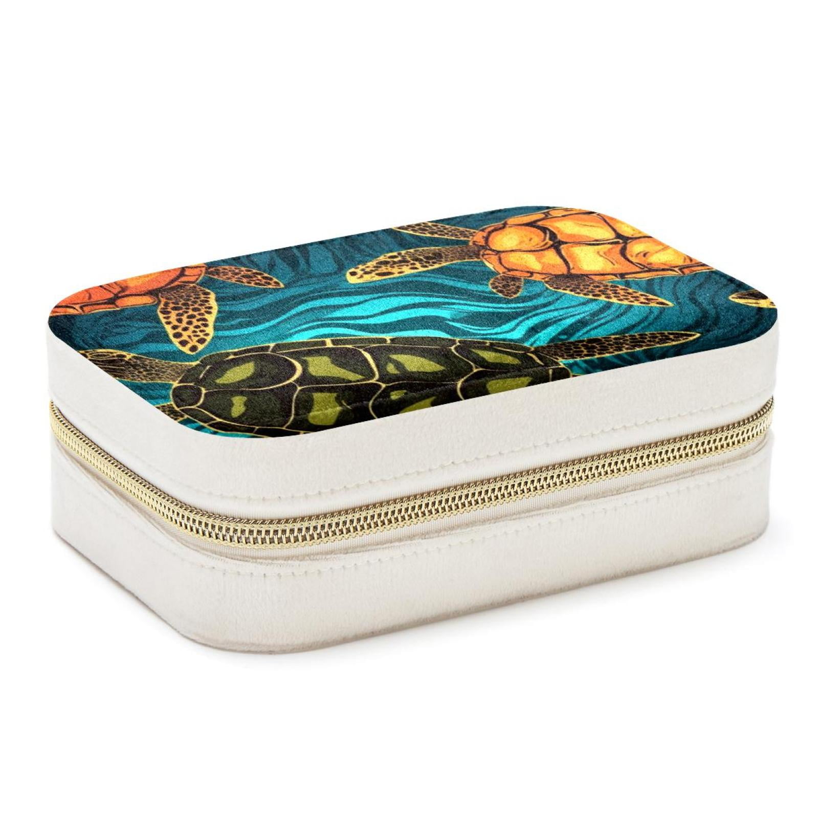 Sea Turtle Velvet Portable Travel Organizer Box with Removable ...