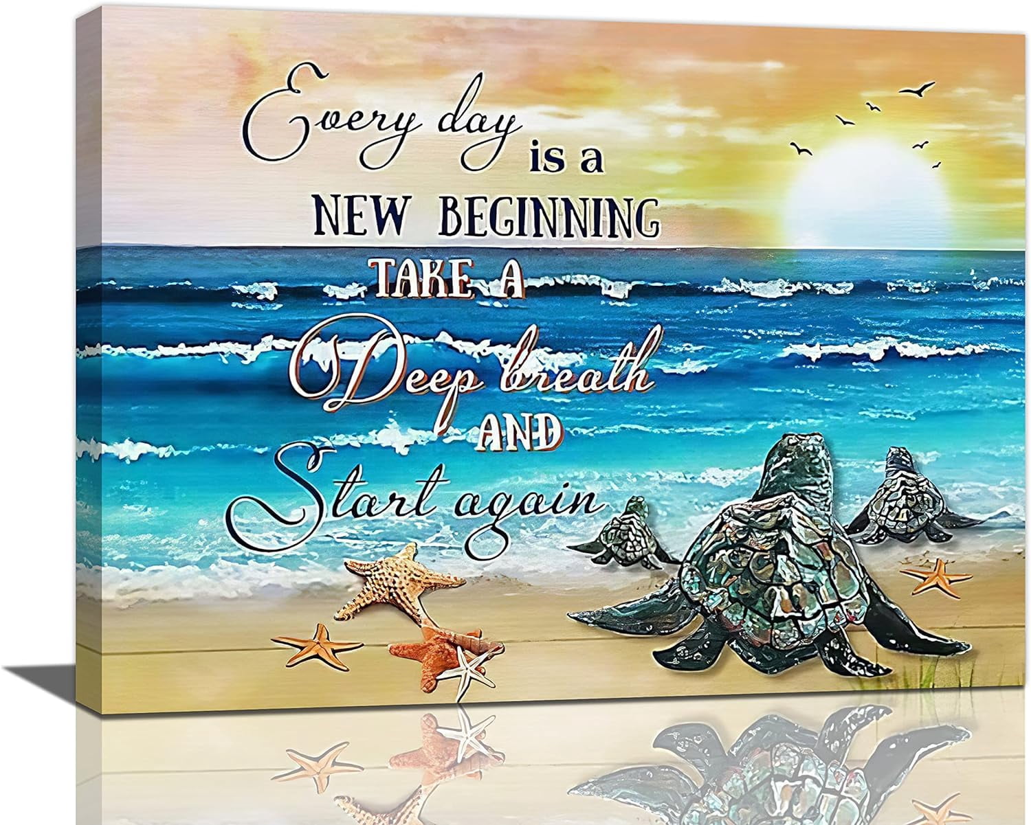Sea Turtle Wall Art Beach Ocean Starfish Pictures Wall Decor ...
