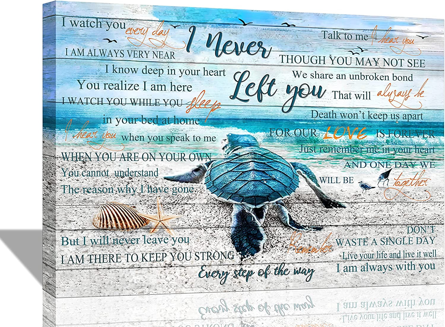 Sea Turtle Wall Art I Never Left You Canvas Decor Memorial Gifts Turtle ...