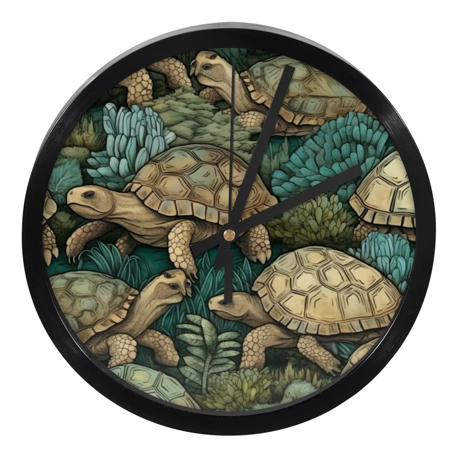 Sea Turtle Wall Clock, 9.8 Inches, Silent, Not Ticking, Round Digital ...