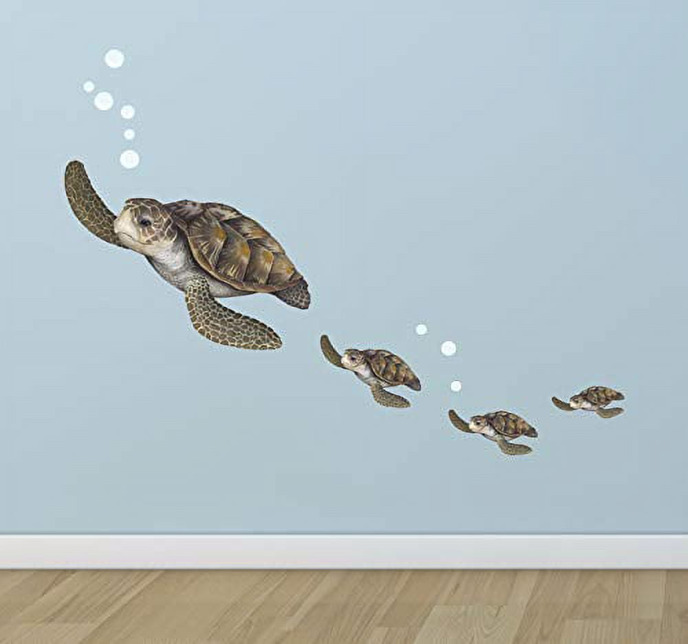 Sea Turtle Wall Decals Family of Ocean Tortoise Room Decor Stickers (5 ...