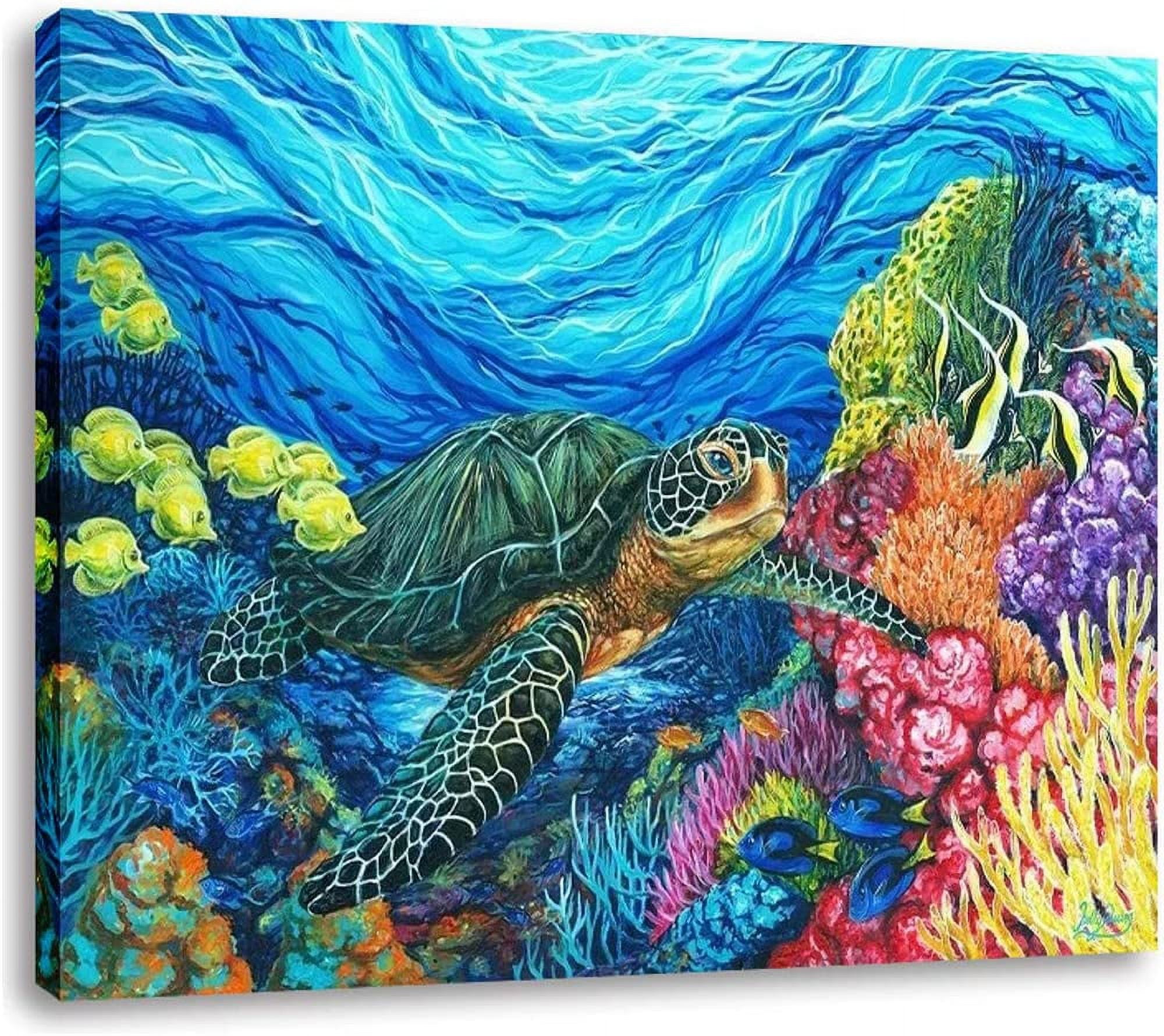 Sea Turtle Wall Decor Print Paintings Canvas Modern Giclee Abstract ...