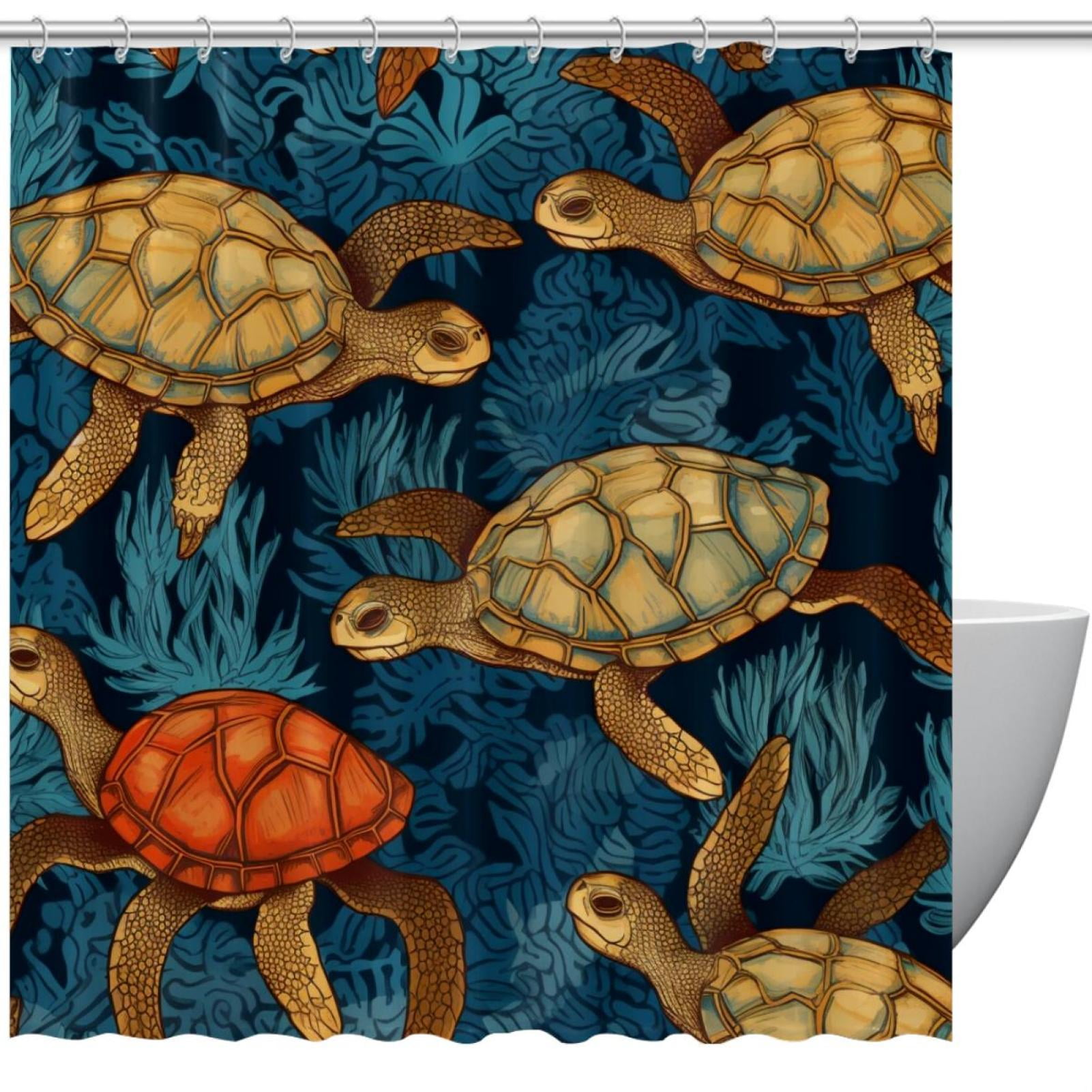 Sea Turtle Waterproof, with Hook, Printed, Bathroom Decoration Shower ...