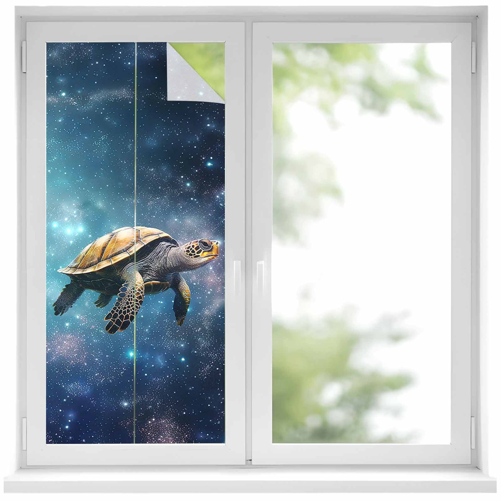 Sea Turtle Window Privacy Film, Coastal Blue Ombre Star Sky Static ...