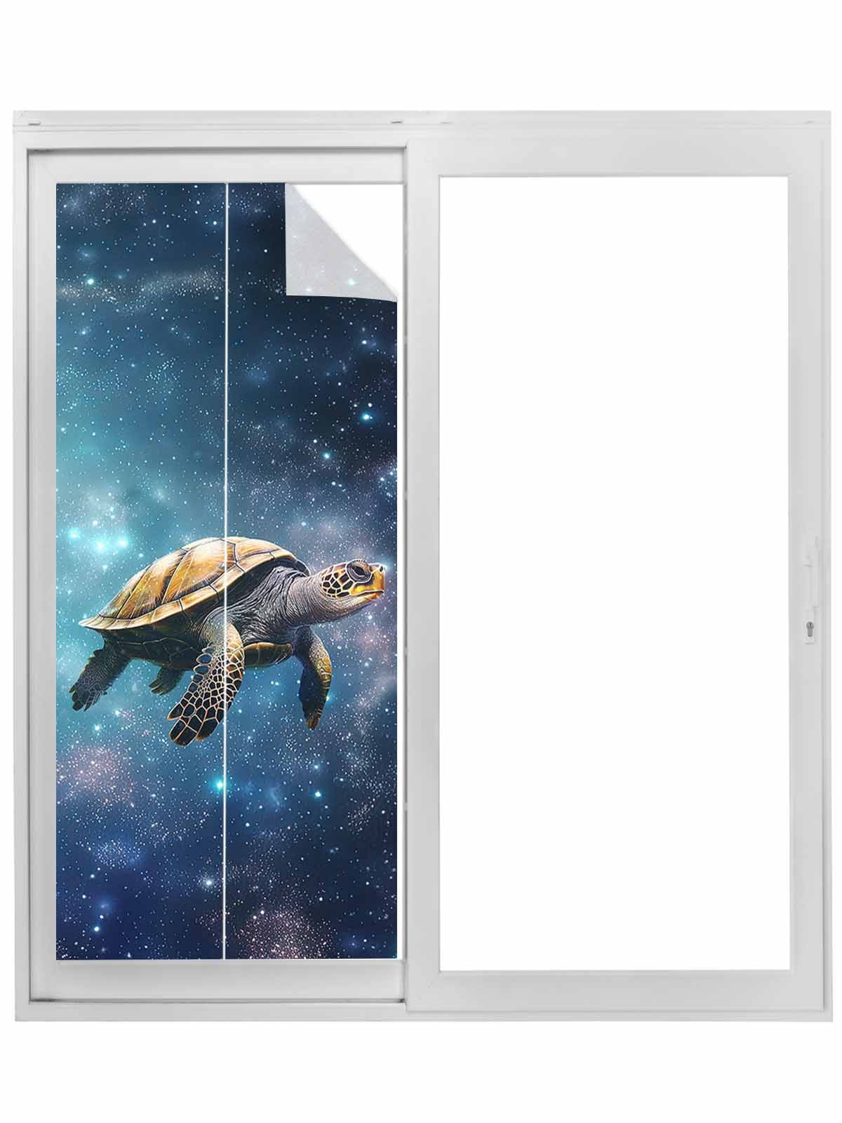 Sea Turtle Window Privacy Film, Coastal Blue Ombre Star Sky Static ...