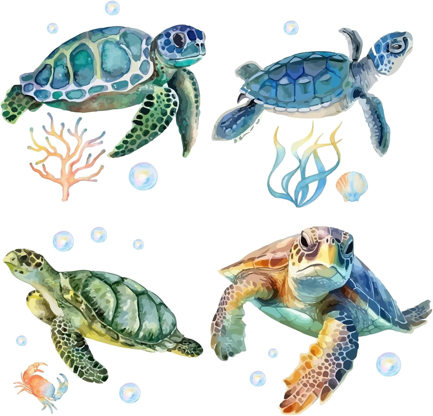 Sea Turtle Window Stickers Waterproof Ocean Animal Window Decals PVC ...