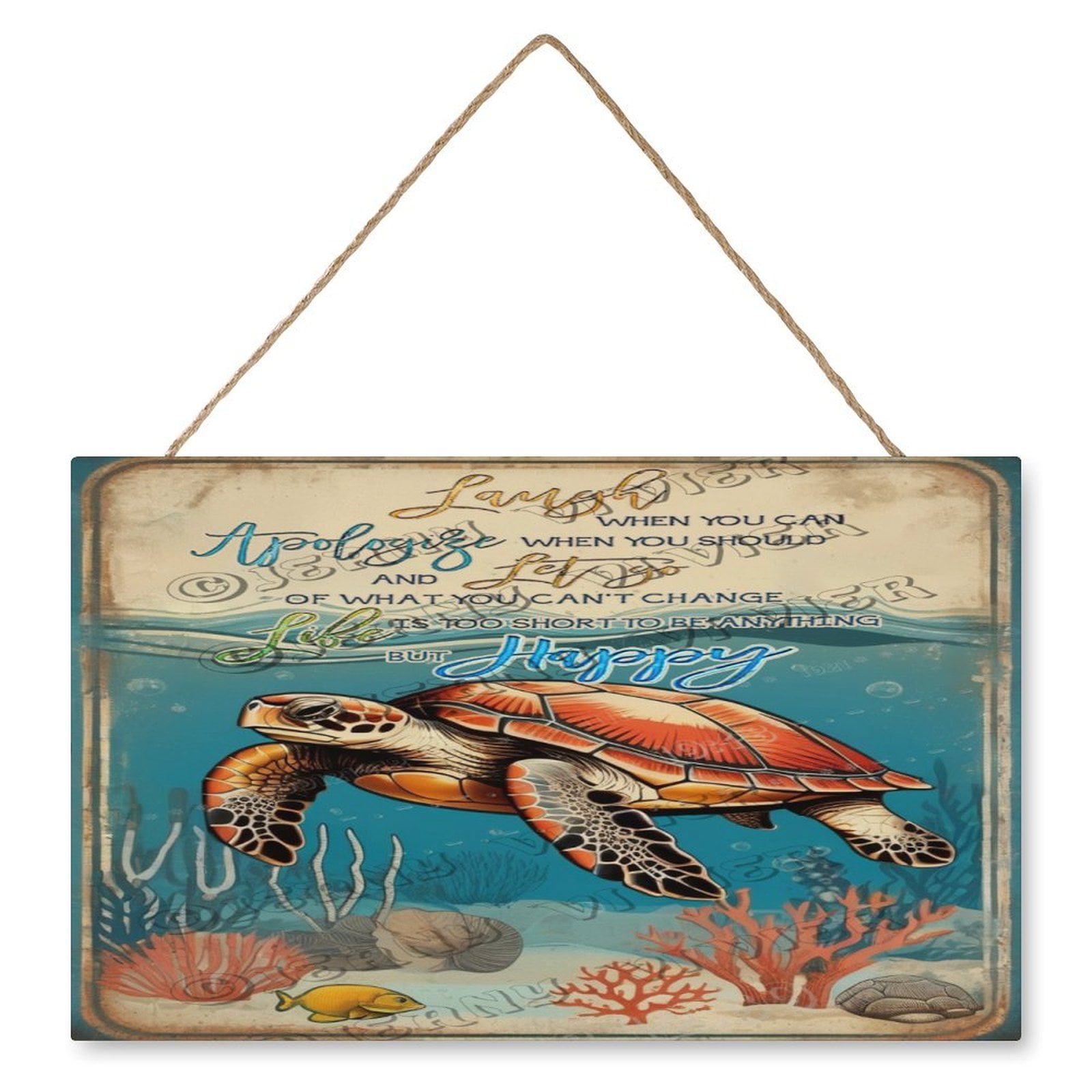 Sea Turtle Wooden Hanging Plaque 10"x16" Beach Decor Sea Turtle Gifts ...