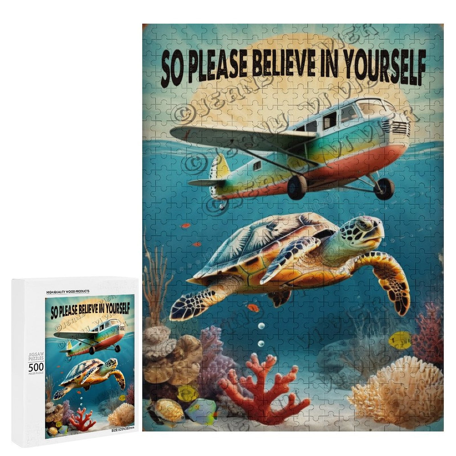 Sea Turtle Wooden Puzzle 500 Piece for Adults, Puzzles for Adults, Sea ...