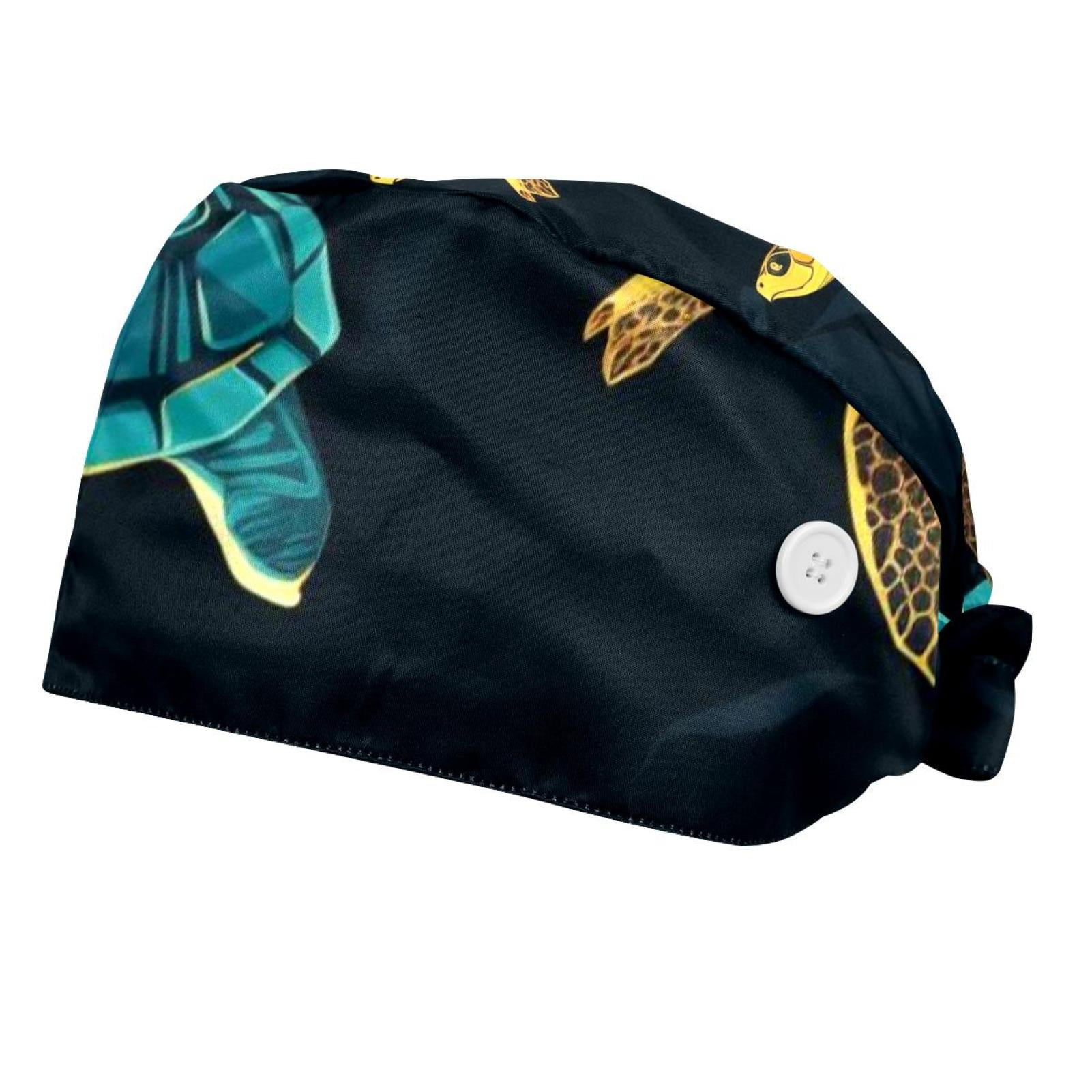 Sea Turtle Working Cap with Buttons Adjustable Bouffant Hat Unisex ...