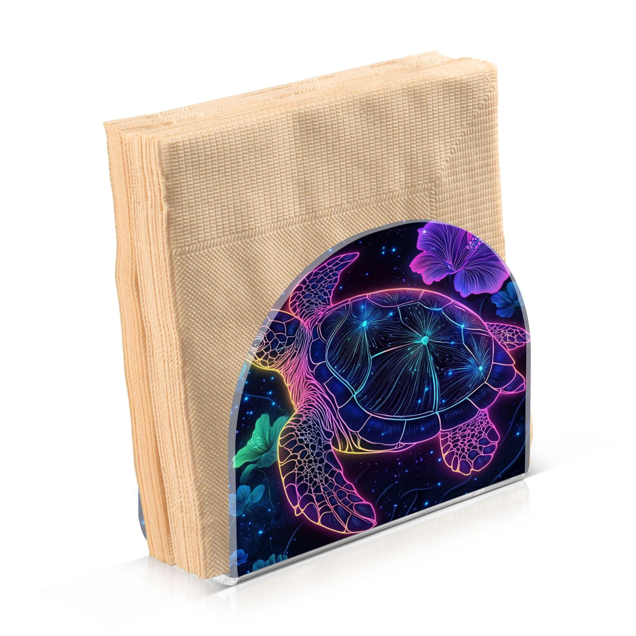 Sea Turtle and Flowers Glowing Napkin Holders for Tables Napkin Stand ...