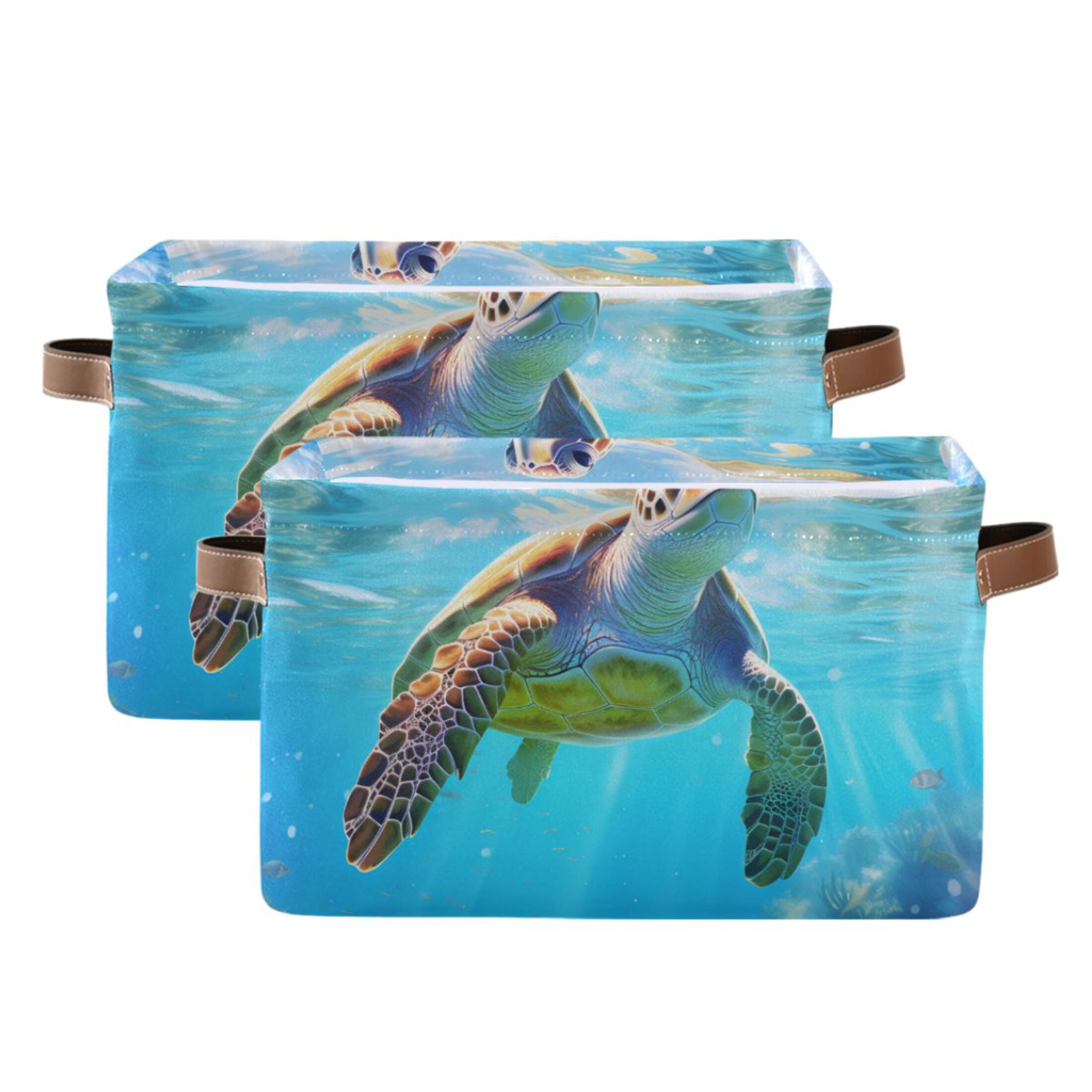 Sea Turtle and Sea Storage Basket Large Bin Laundry Boxes Toys Foldable ...