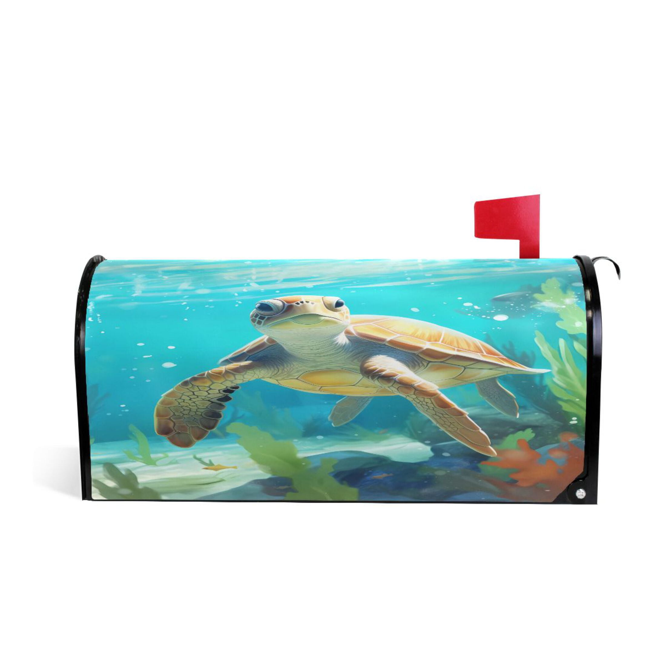 Sea Turtle and Seaweed Magnetic Mailbox Covers Post Box Wraps Garden ...