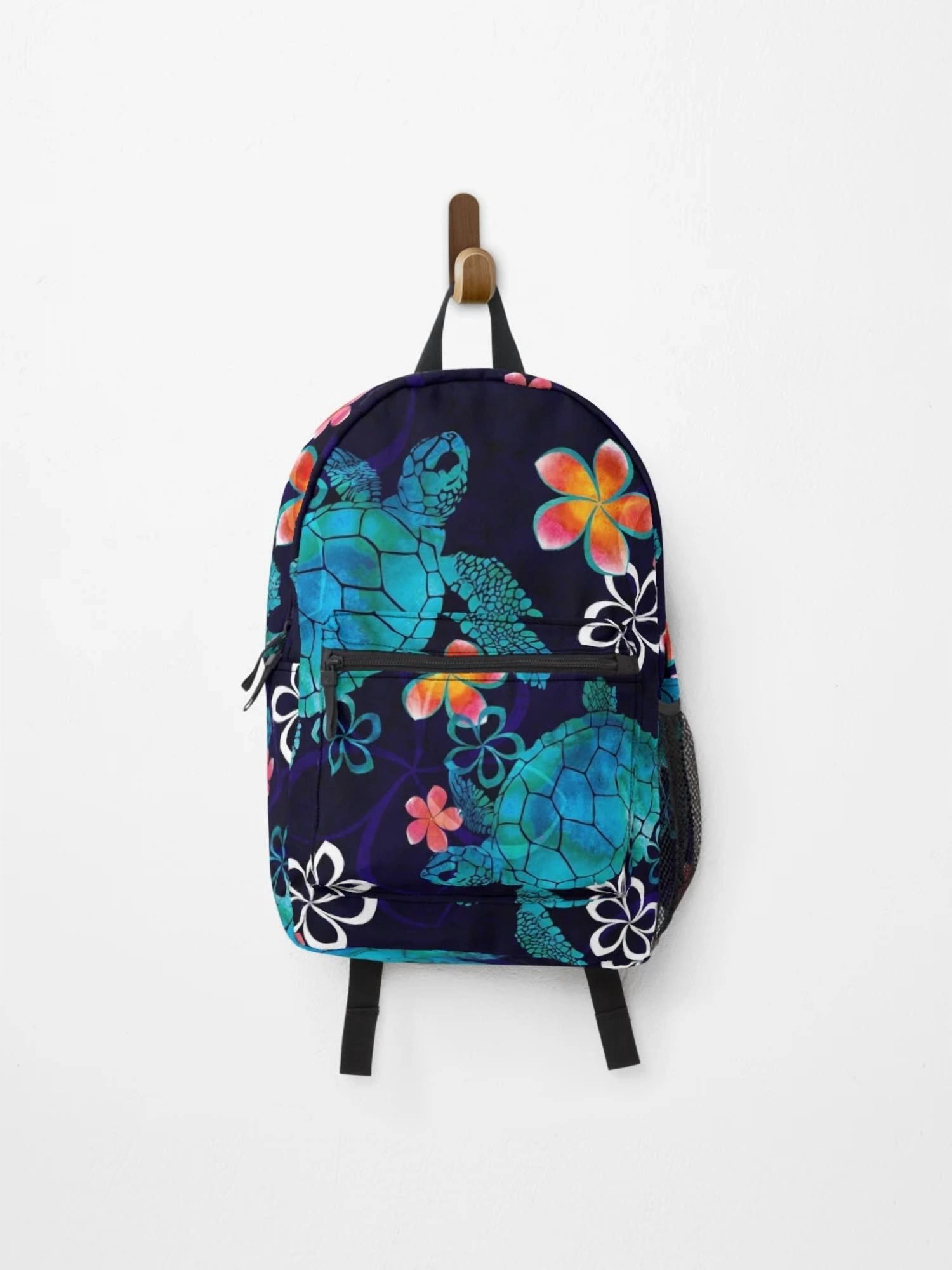 Sea Turtle with Flowers Backpack, Hawaiian Backpacks, Back To School ...