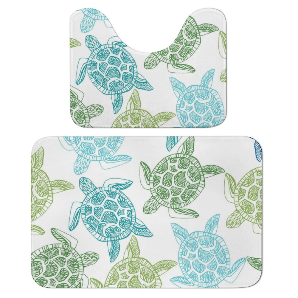 Sea Turtles Bathroom Rugs Set 2 Pieces, Bathroom Set - Quick Drying ...