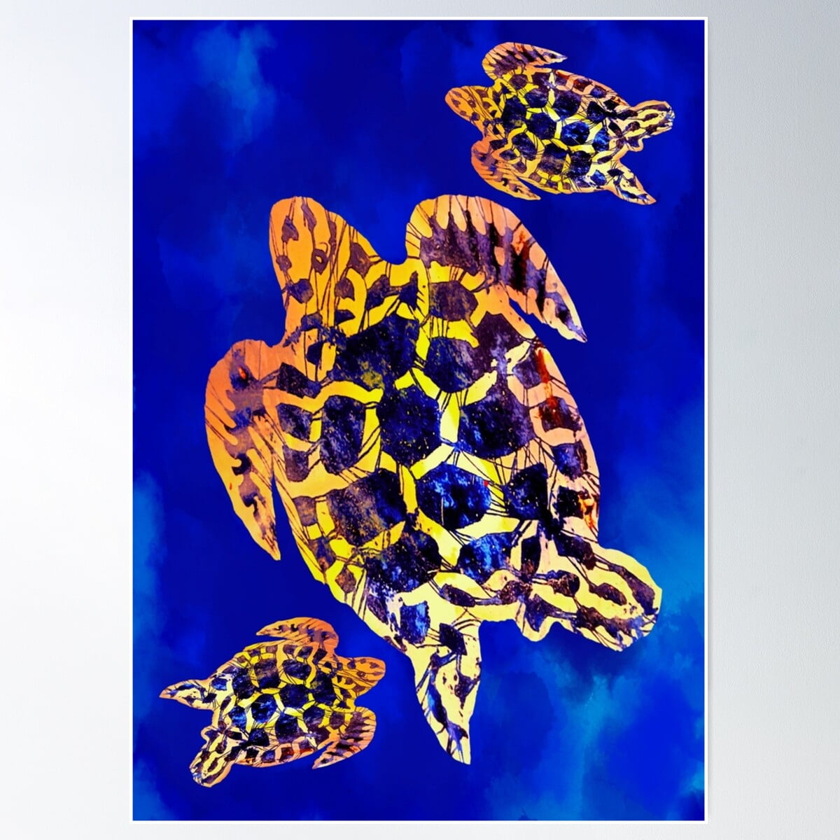 Sea Turtles Batik African Art Seamless Pattern Poster Wall Art, Modern ...