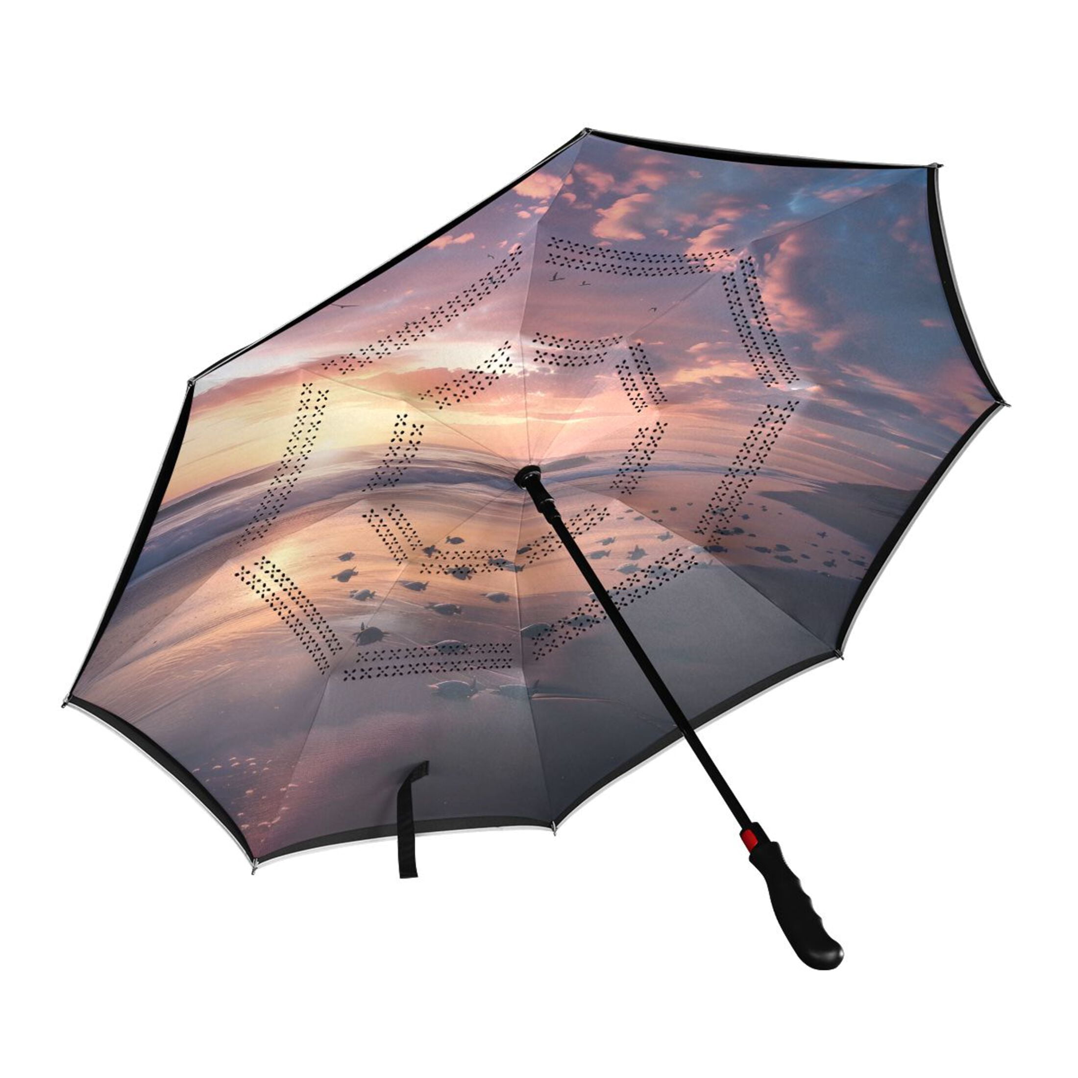 Sea Turtles Beach Beautiful Sky Automatic Reverse Umbrella Parasol ...