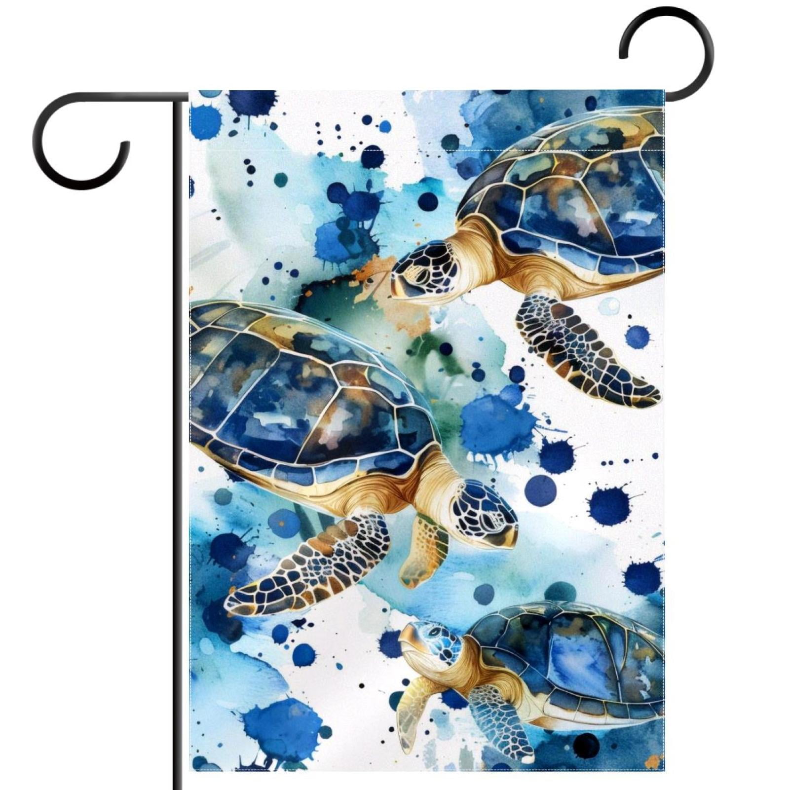 Sea Turtles Blue Pattern Welcome Garden Flags, 12 x 18 Inch Double ...