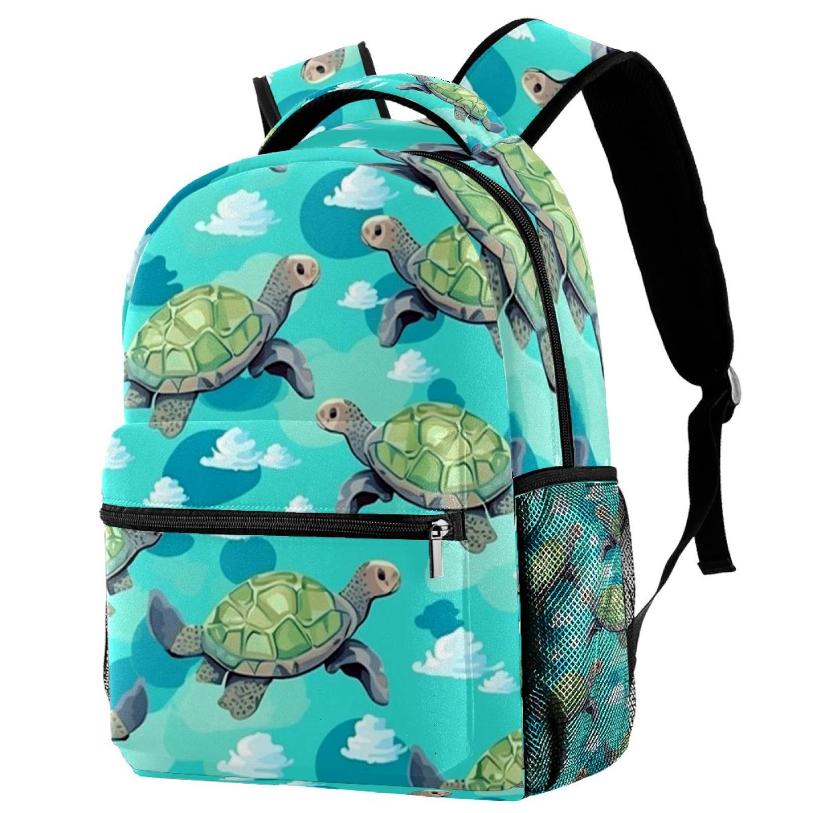 Sea Turtles Blue Seamless Lightweight Backpacks Roomy Interior, Casual ...