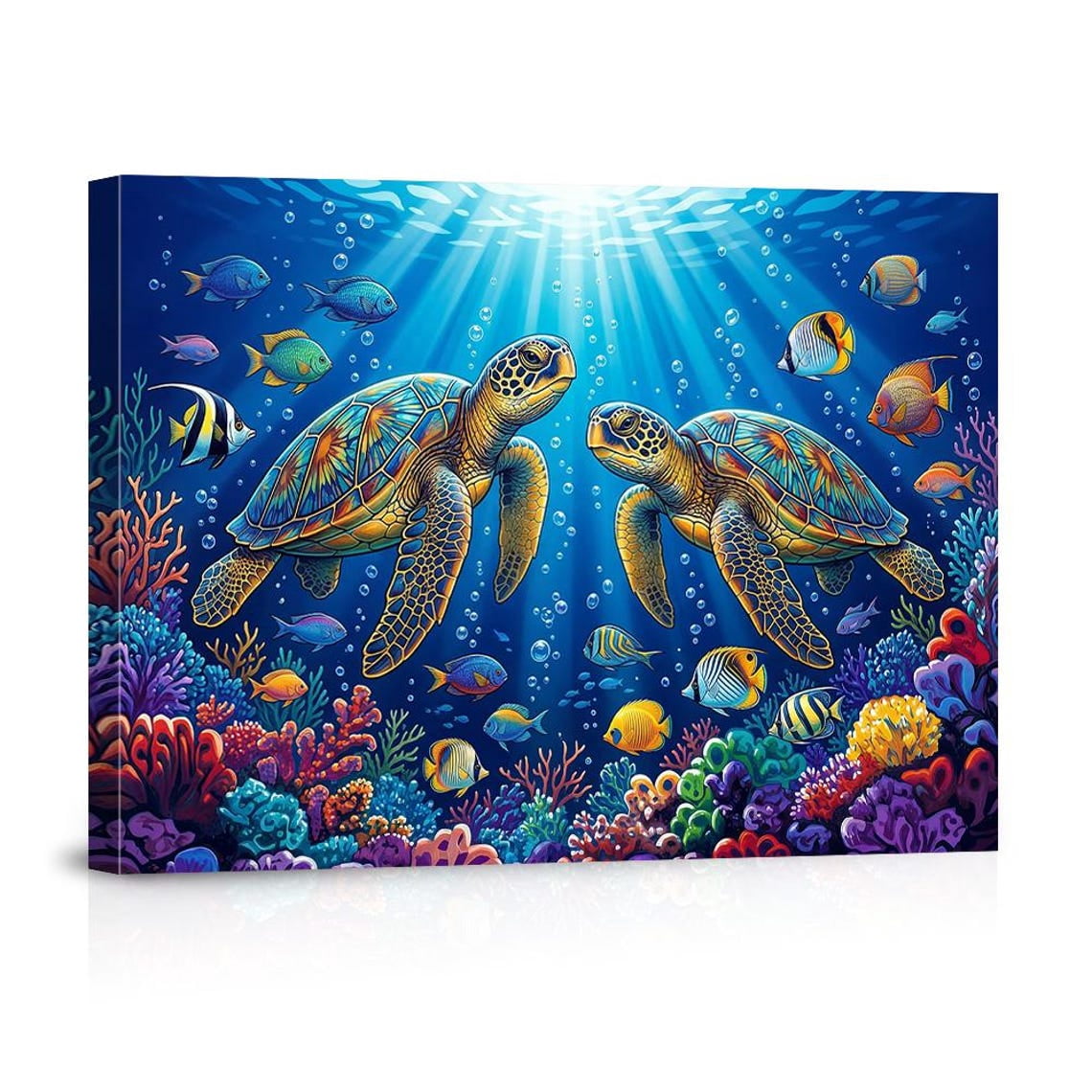 Sea Turtles In Coral Reef Ocean Underwater Life For Living Room ...