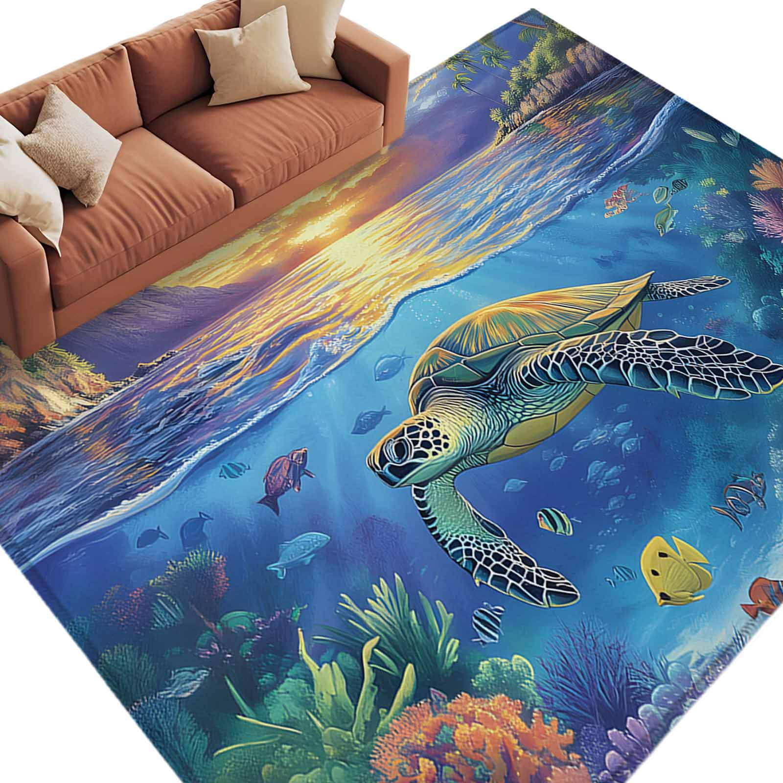 Sea Turtles Large Area Rugs for Bedroom Living Room, Soft Non Slip ...