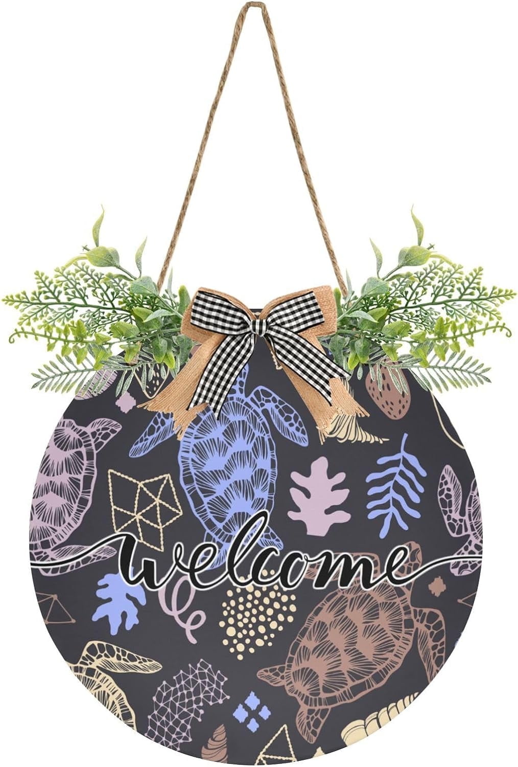 Sea Turtles Starfish Welcome Sign Farmhouse Front Porch Door Hanging ...