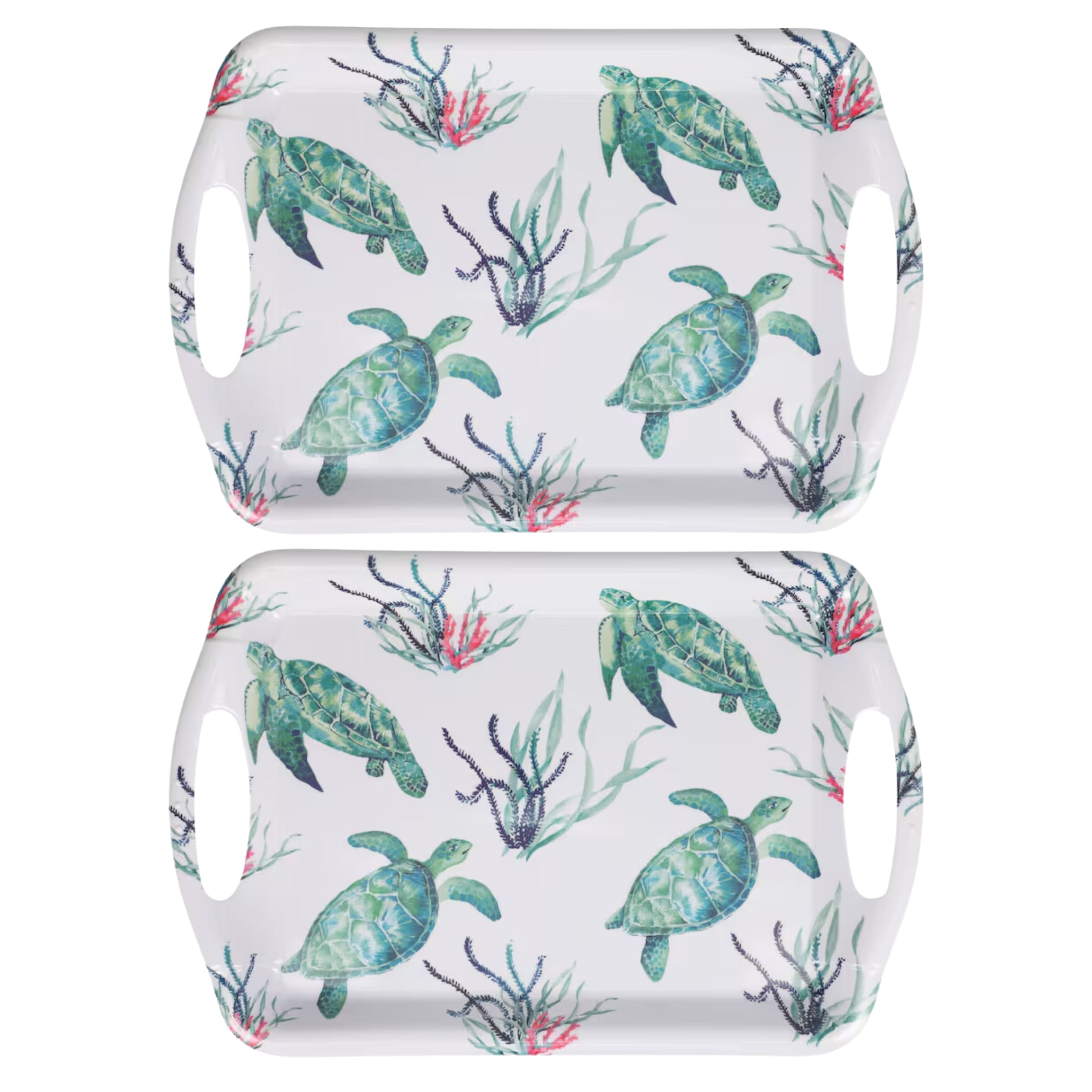 Sea Turtles Summer Print Trays with Handles 16x10 in for Fruit Dessert ...