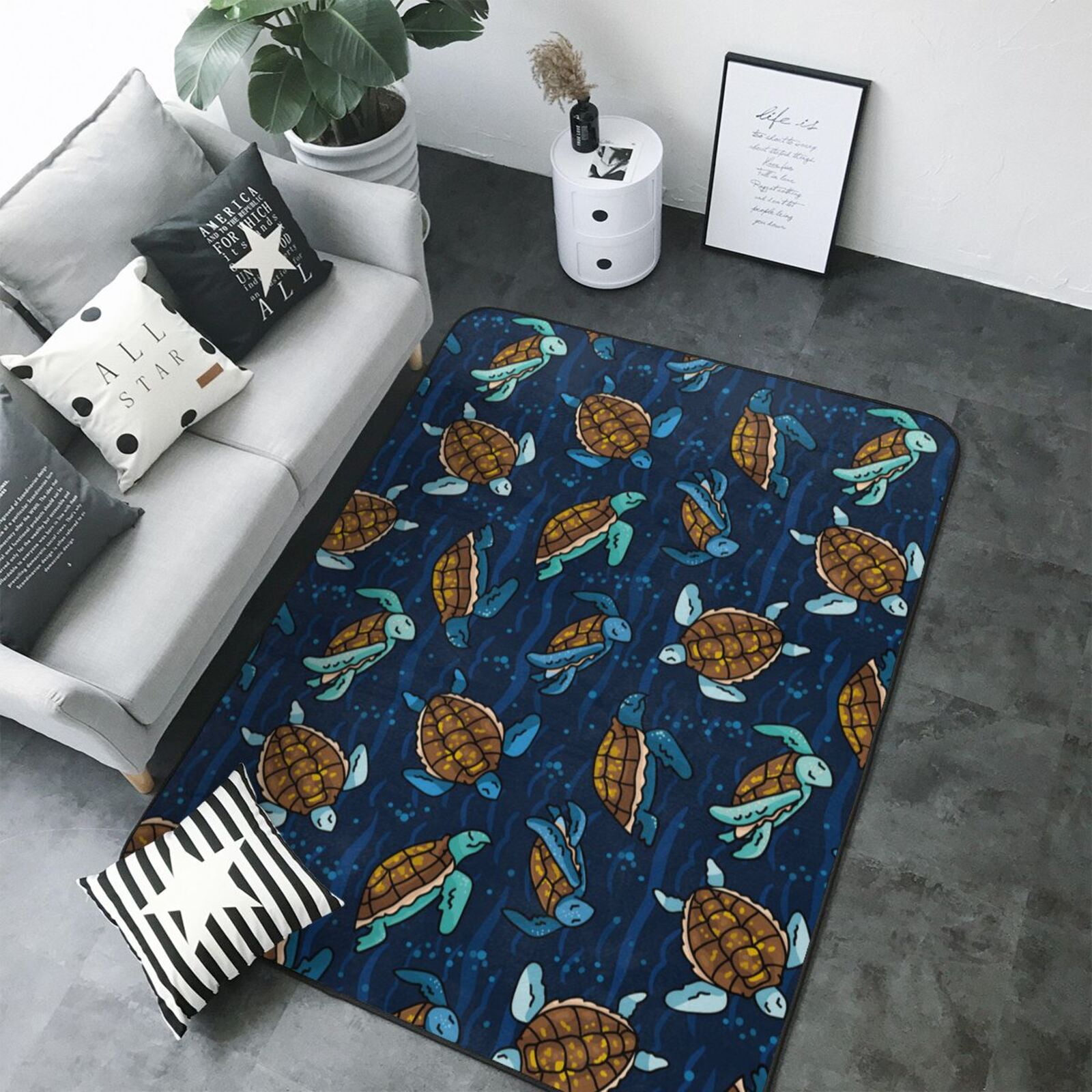 Sea Turtles Swimming Area Rugs for Living Room Bedroom, 5x7 Soft Throw ...