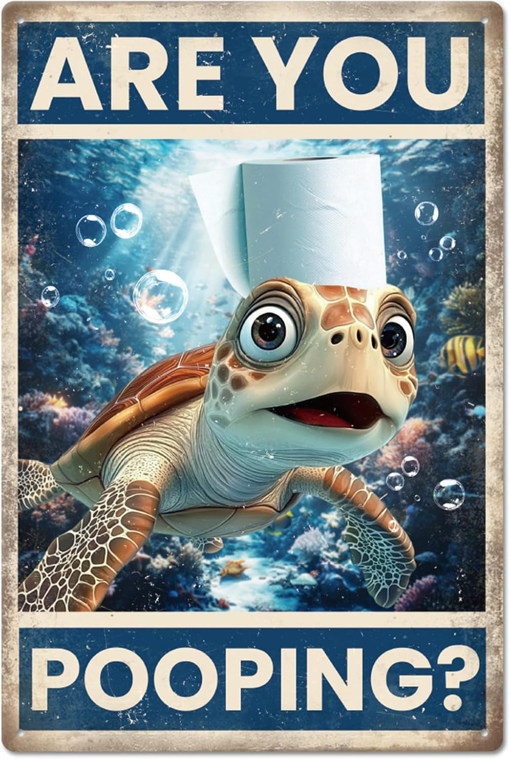 Sea Turtles Vintage Metal Tin Sign 12x8inch "ARE YOU POOPING?" Metal ...