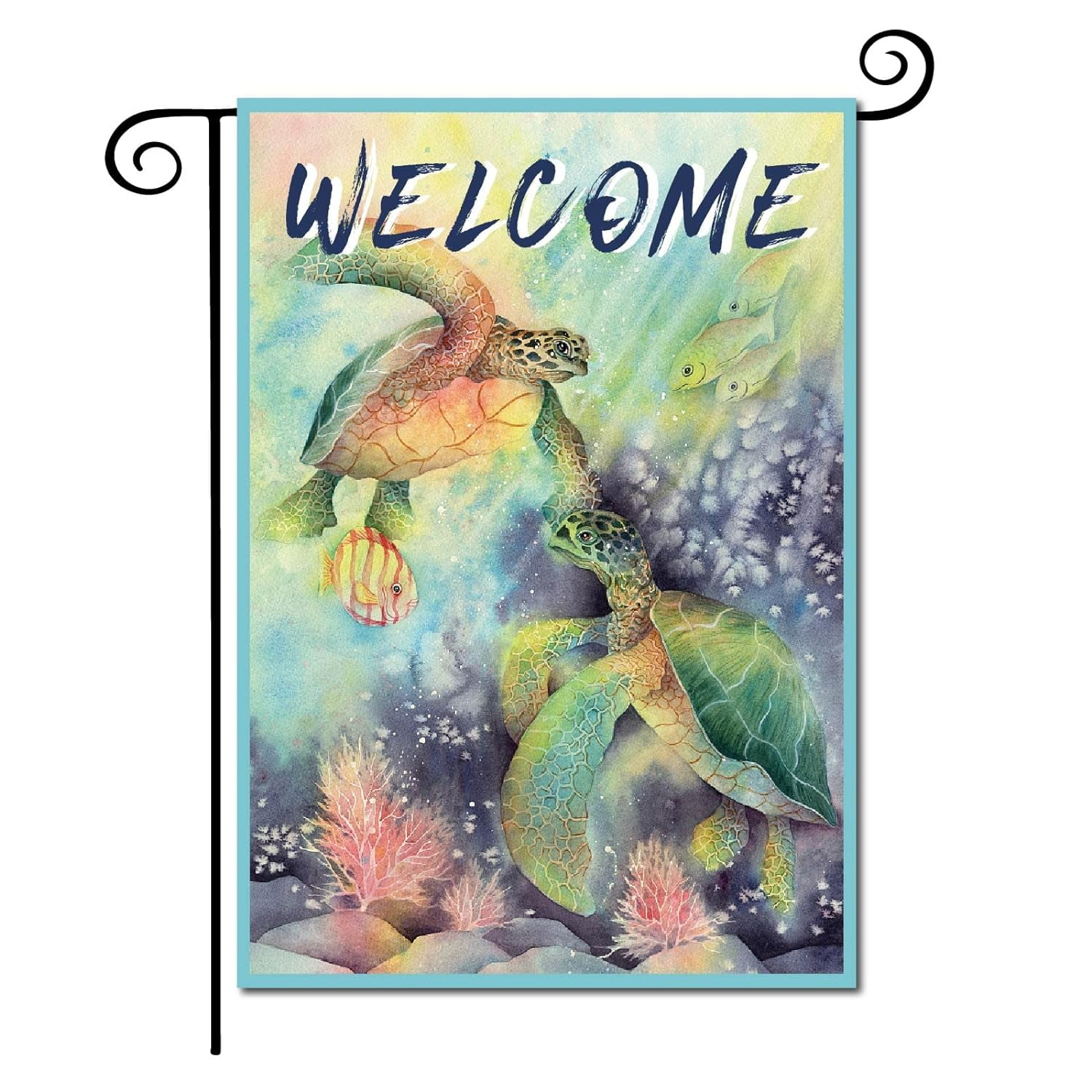 Sea Turtles Welcome Garden Flag Tropical Ocean Fish Double Sided ...