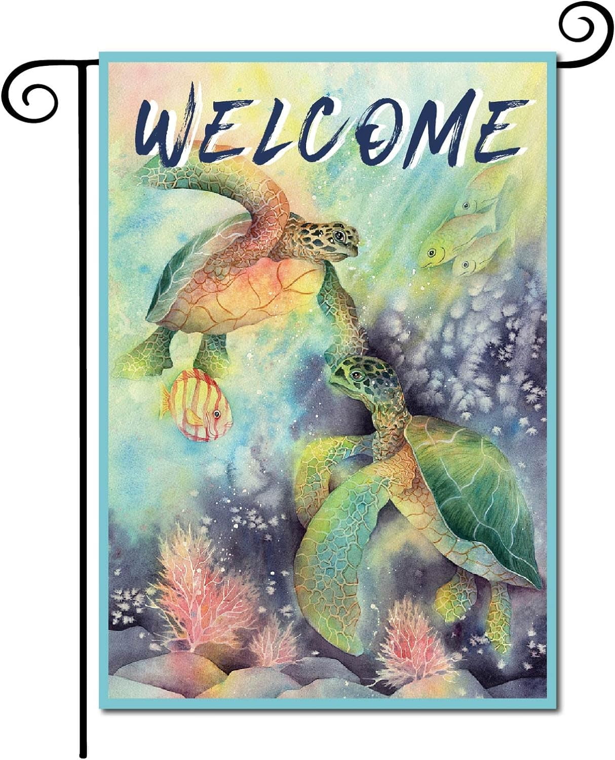 Sea Turtles Welcome Garden Flag Tropical Ocean Fish Double Sided ...