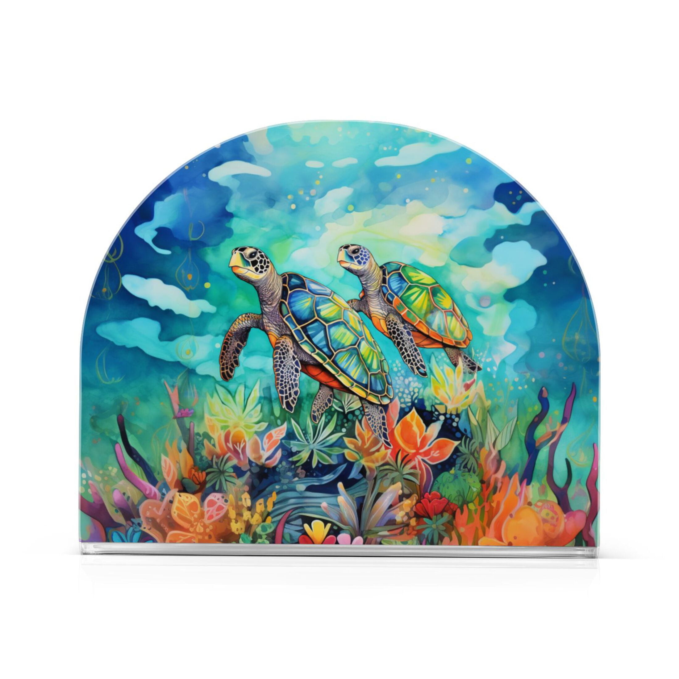 Sea Turtles in Ocean Acrylic Napkin Holder Clear Paper Tissue Dispenser ...
