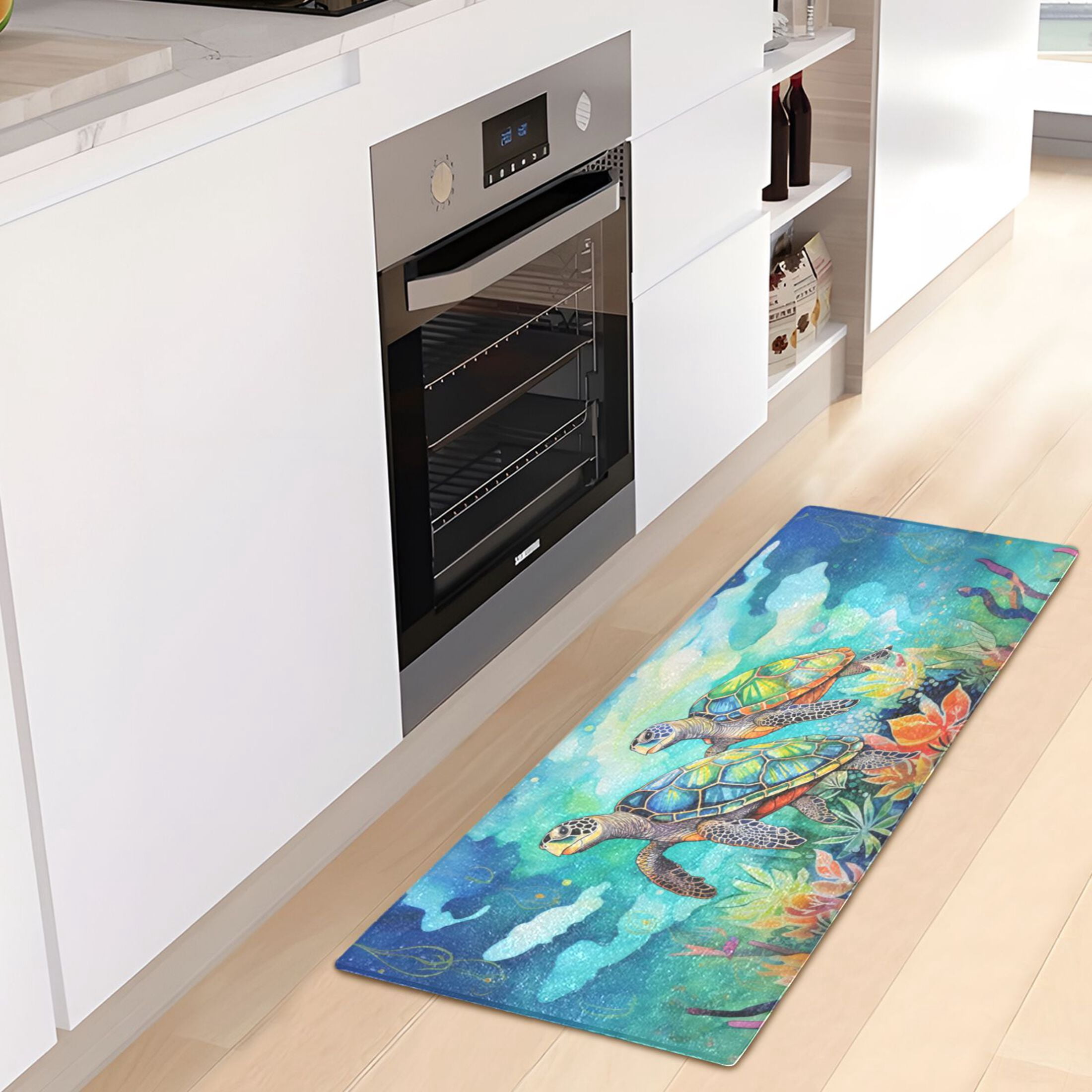 Sea Turtles in Ocean Luxury Kitchen Rug Non Slip Bathroom Plush Mat ...