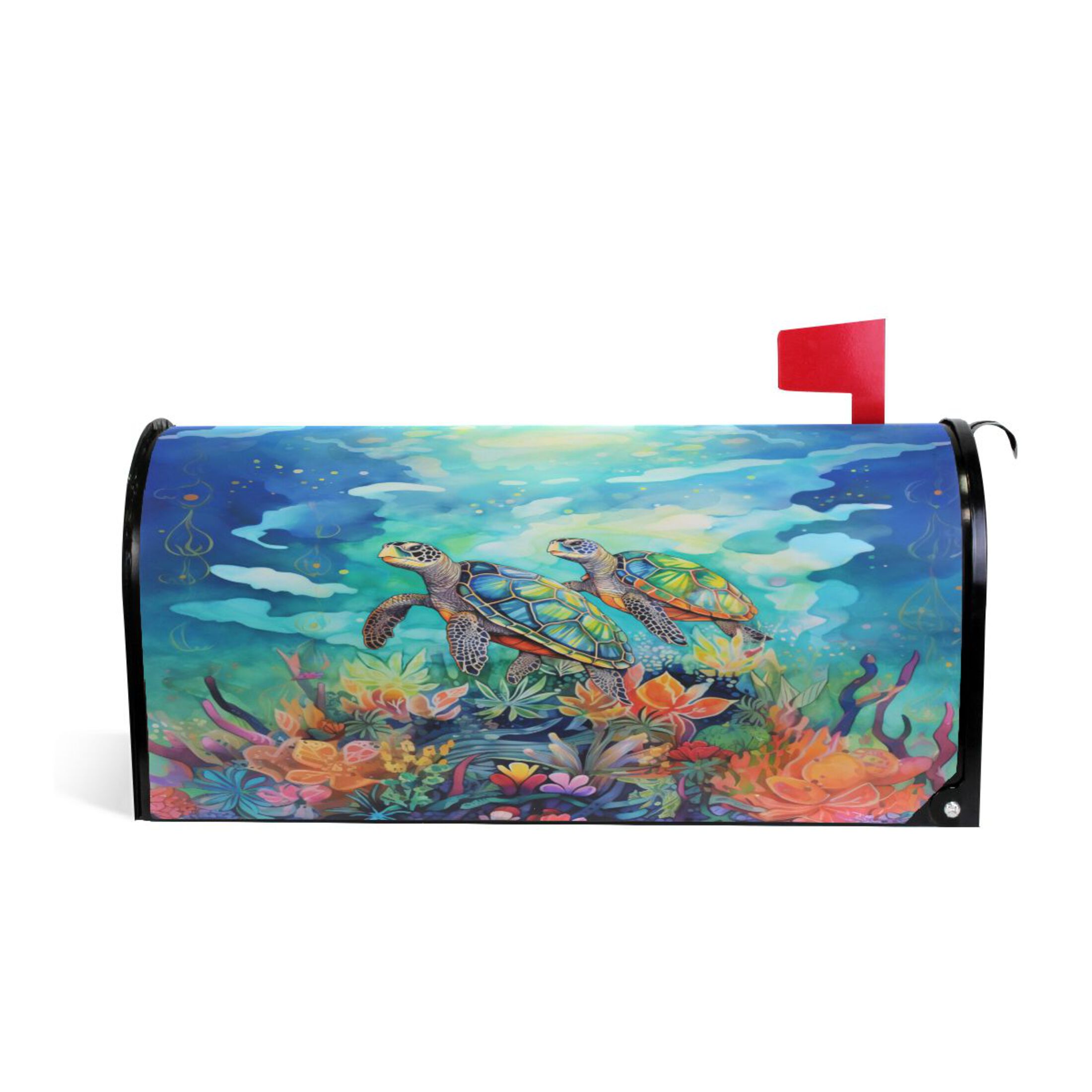 Sea Turtles in Ocean Magnetic Mailbox Covers Post Box Wraps Garden Yard ...